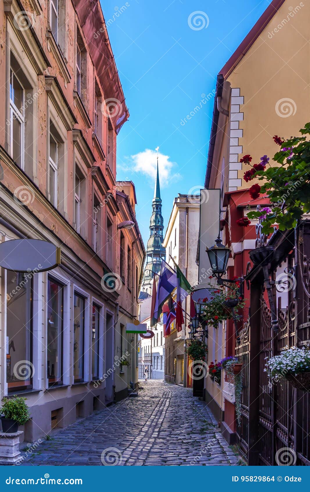 Old Riga street editorial stock image. Image of europe - 95829864