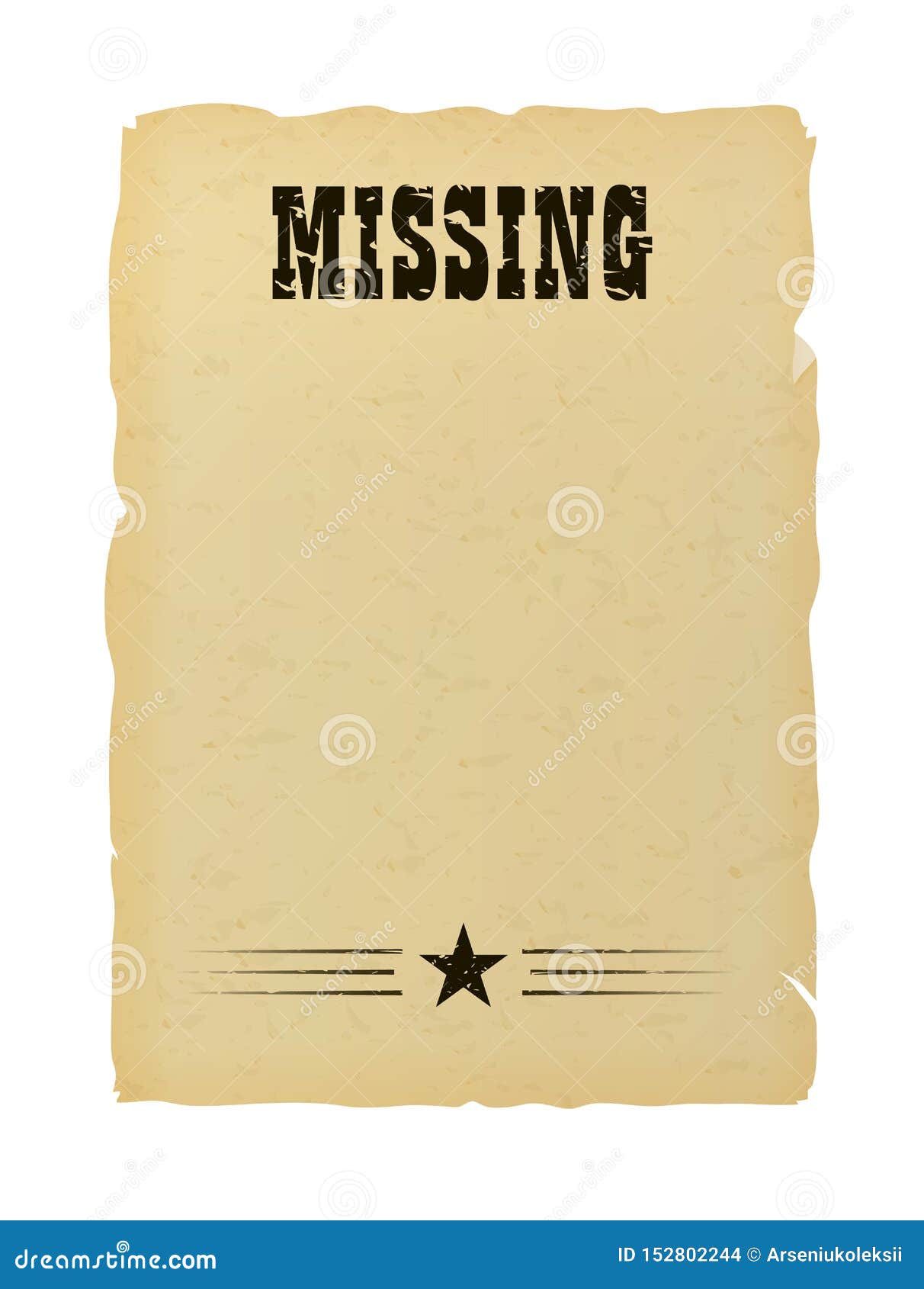 Old Ripped Missing Paper Poster. Stock Vector - Illustration of person ...