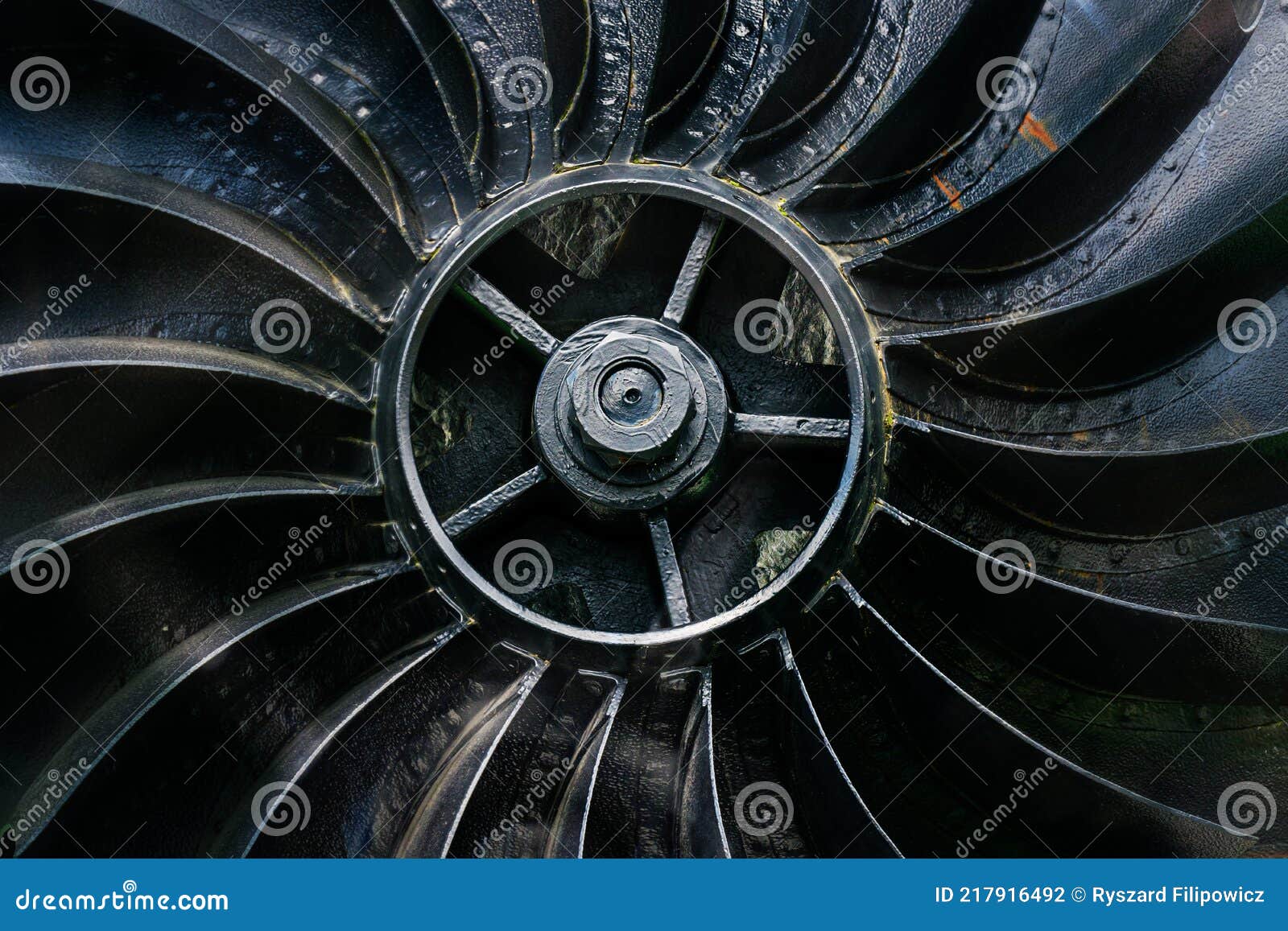 Old riveted mine fan. stock photo. Image of work, riveted - 217916492