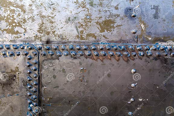 Old rivets on a steel hull stock image. Image of metal - 28942611