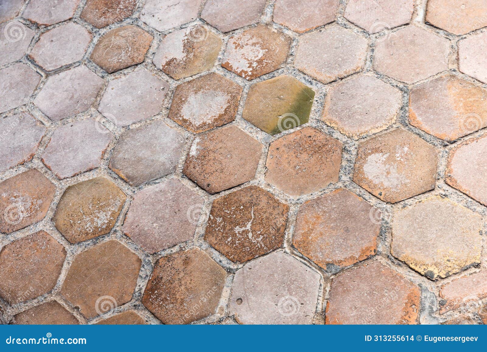 Old Road Pavement Made of Hexagonal Tiles, Background Texture Stock ...