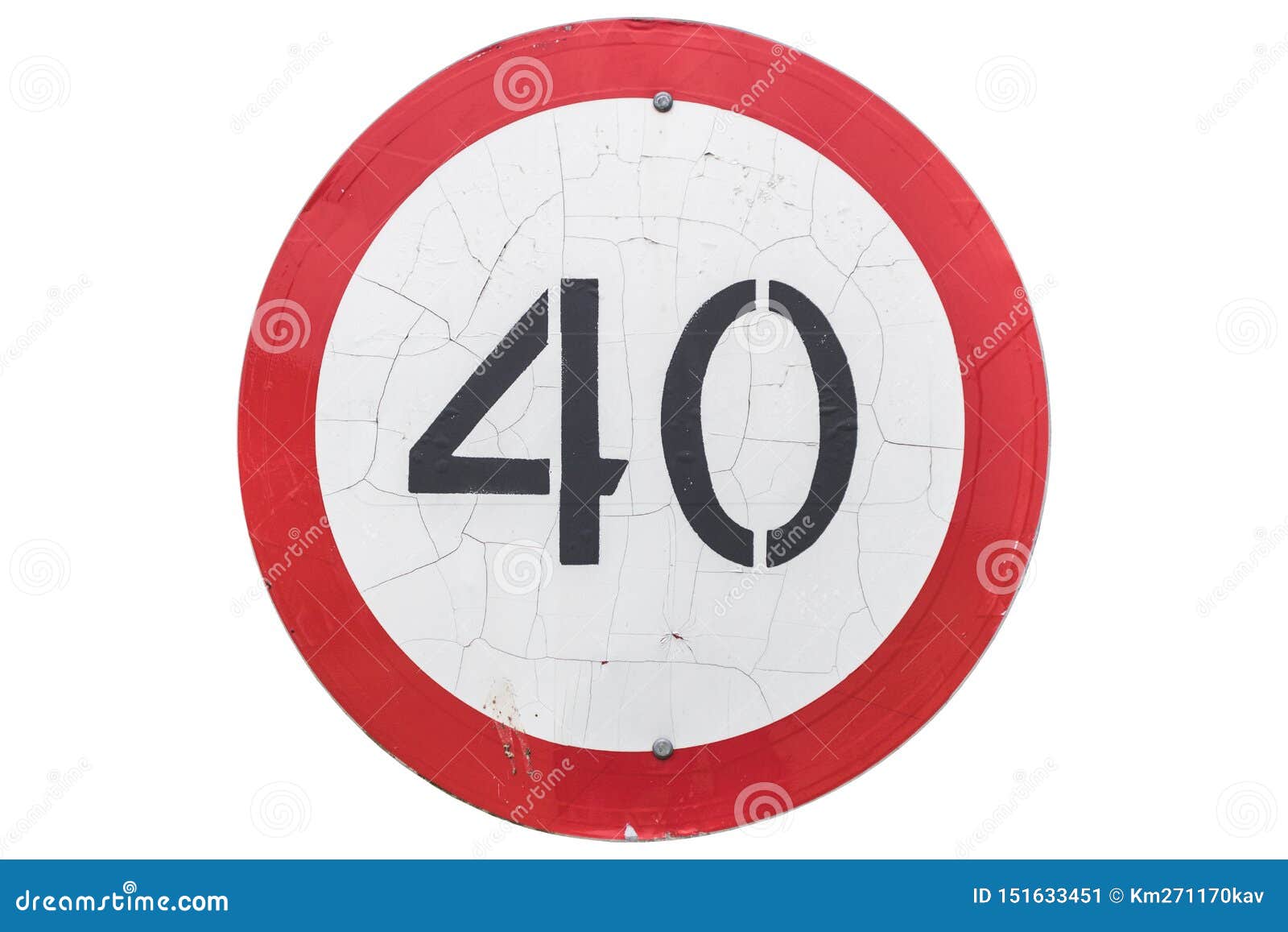 Old Road Sign `Speed Limit 40 Km/h` Isolated on White Stock Vector ...