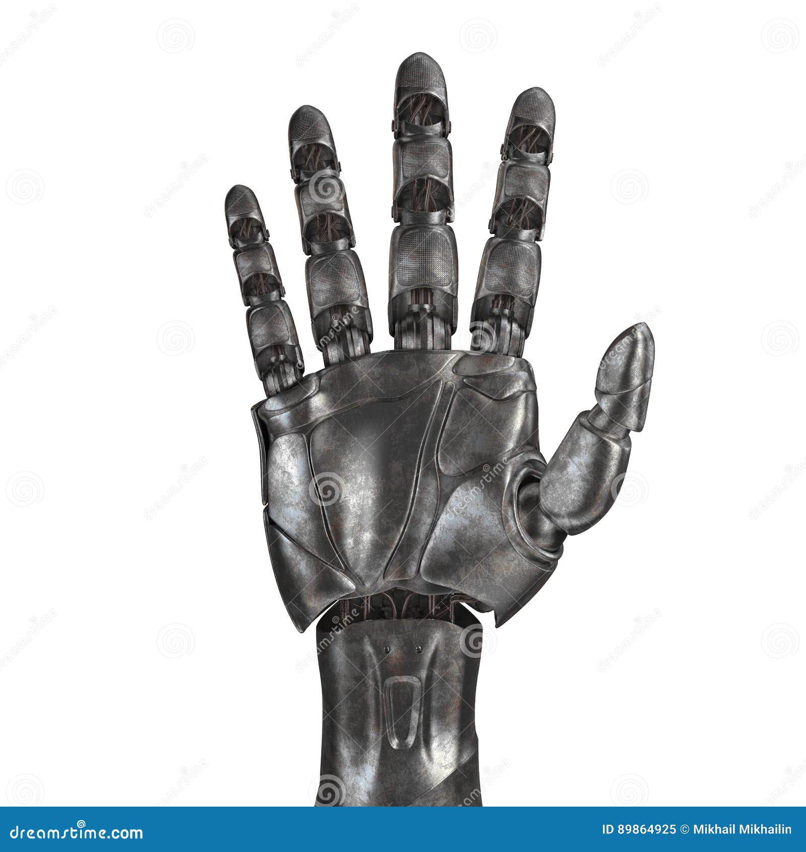 The Old Robot Arm is Scratched. 3d Rendering. on a White Background ...