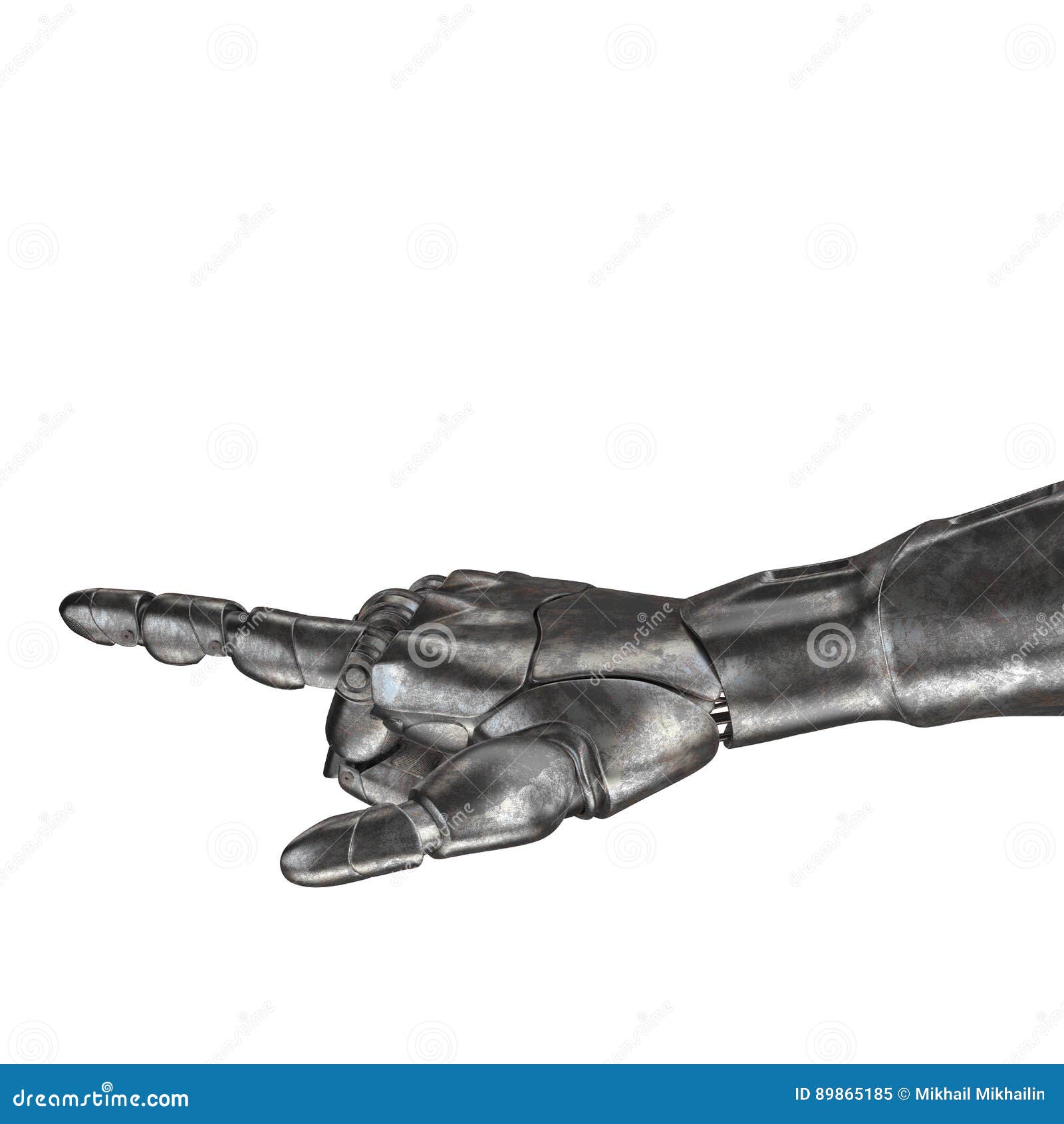 The Old Robot Arm is Scratched. 3d Rendering. on a White Background ...