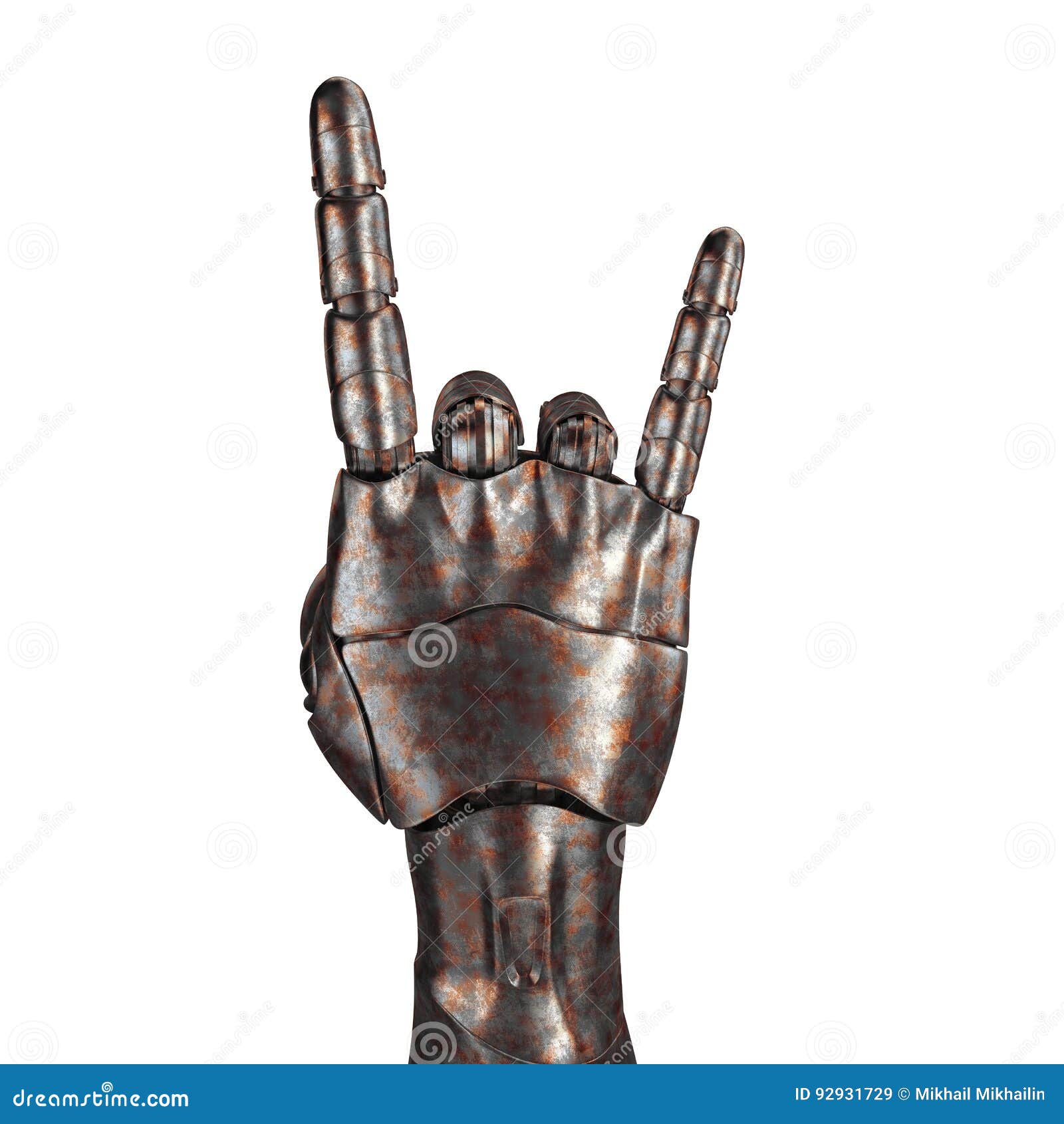 The Old Robot Arm is Scratched. 3d Rendering. on a White Background ...