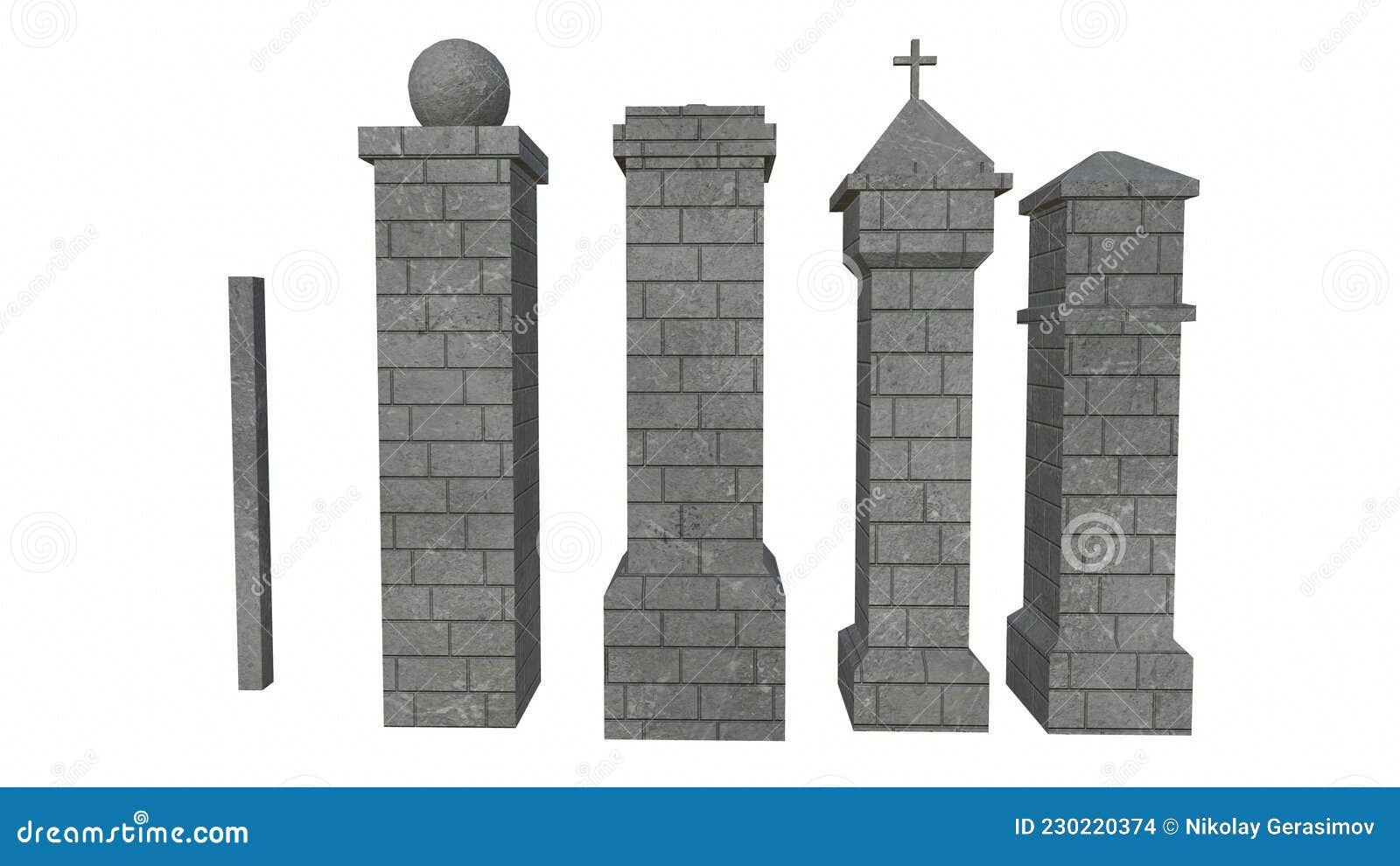 Old Rock Pillars on a White Background 3d-rendering Stock Photo - Image ...