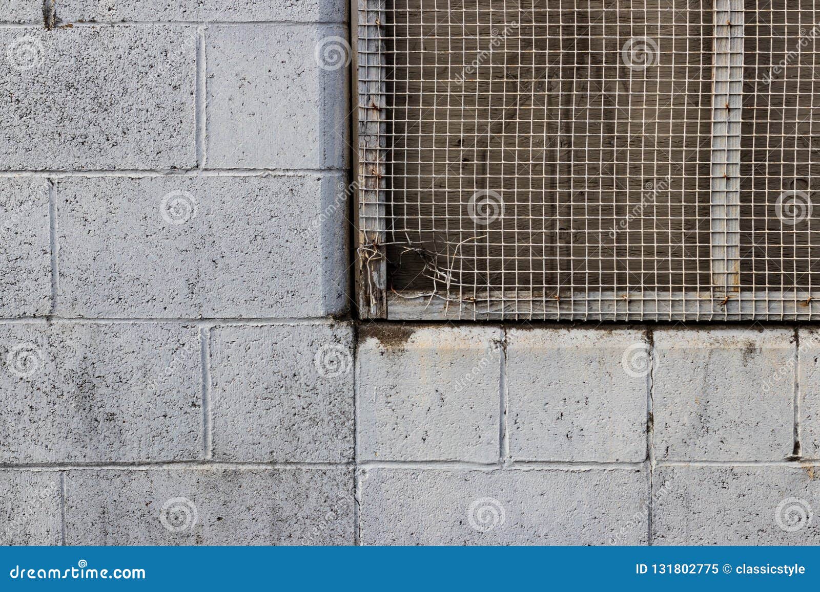 Old Rocky Wall with Chain Grated Window Hole Stock Image - Image of ...
