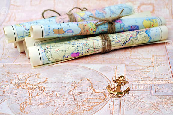 Old rolled maps stock photo. Image of exploration, unrolled - 47367110