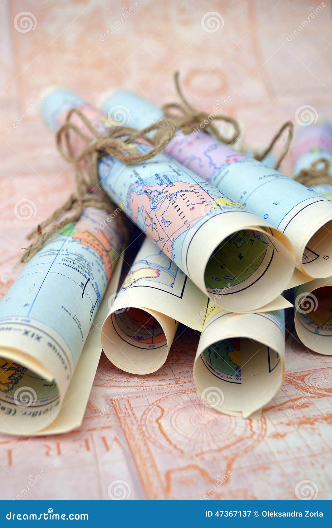 Old rolled maps stock image. Image of classical, adventure - 47367137