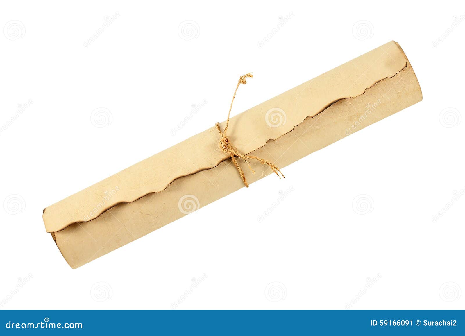 Old Rolled Paper Isolated on White Stock Image - Image of aged, vintage ...