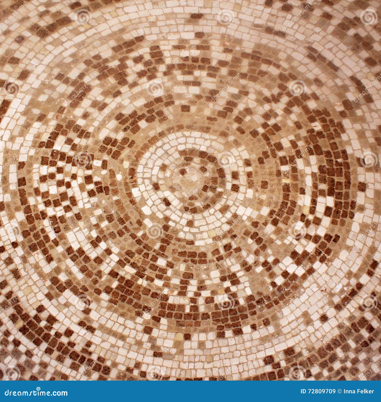 Old Roman Beige and Brown Mosaic Ceramic Tiles in Circle Pattern Stock ...