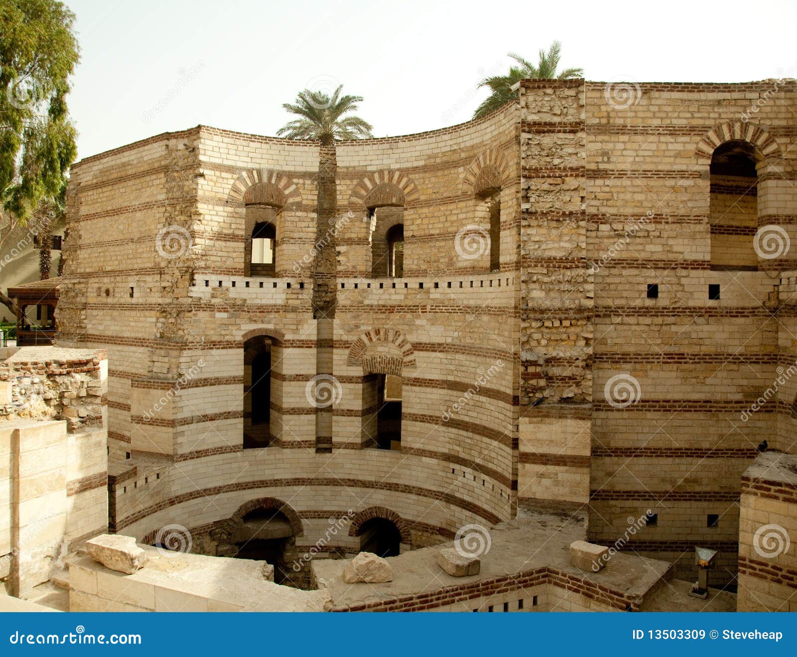 Old Roman Tower of Babylon in Coptic Area of Cairo Stock Image - Image ...