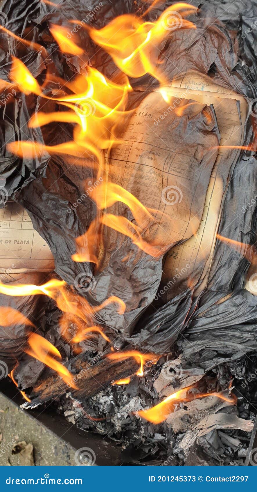Old Romanian Service Documents Burned in Fire Stock Image - Image of ...