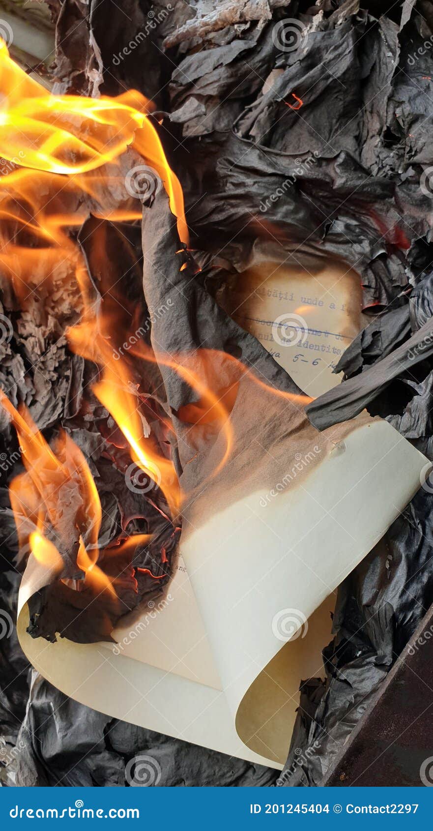 Old Romanian Service Documents Burned in Fire Stock Photo - Image of ...