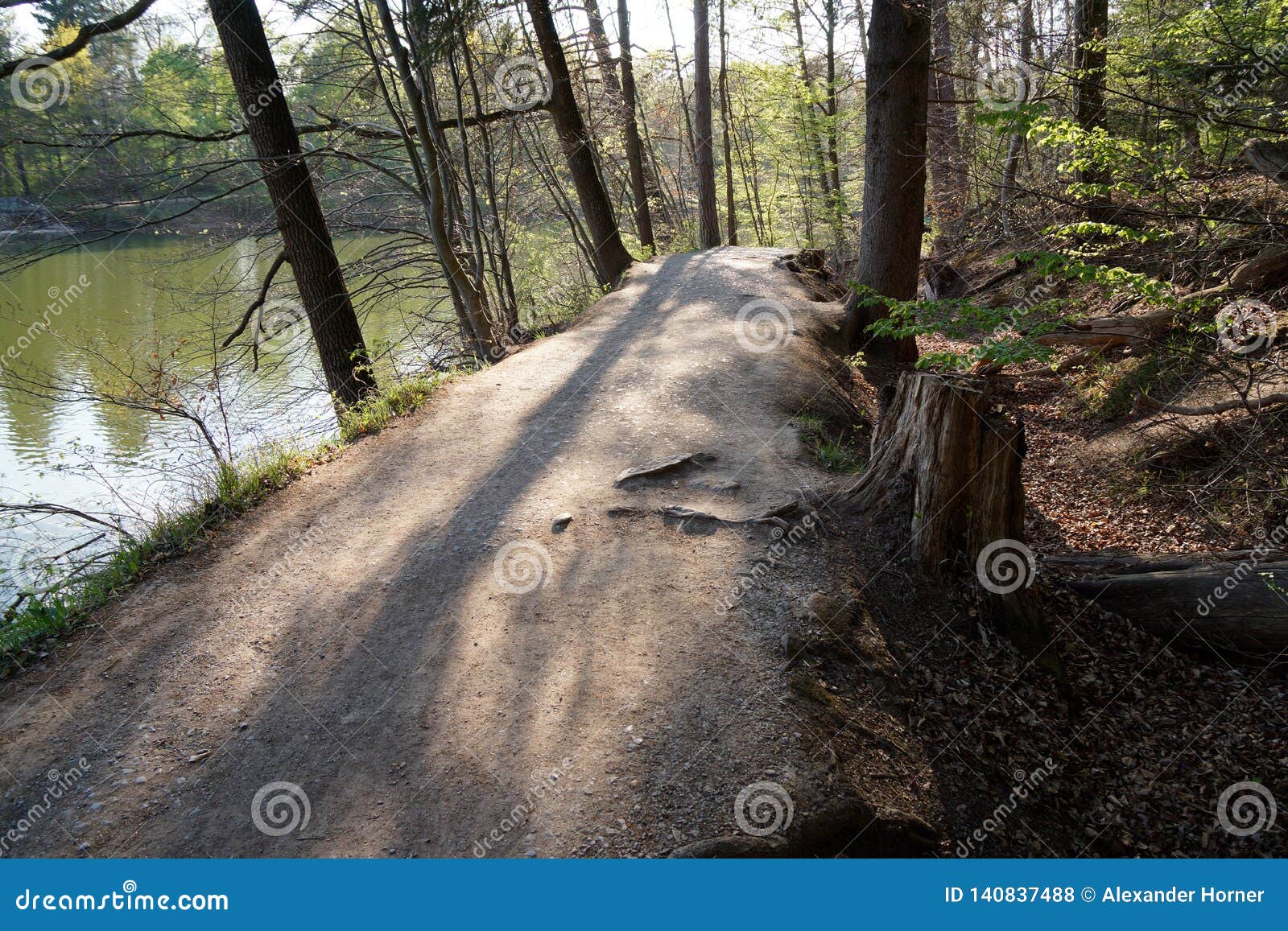 Old Romantic Way on Lakeside Inside Forest Stock Photo - Image of ...