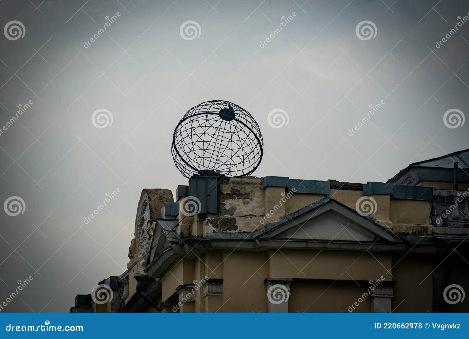 Old Roof with Decorative Globe on the Building of the House Stock Photo ...