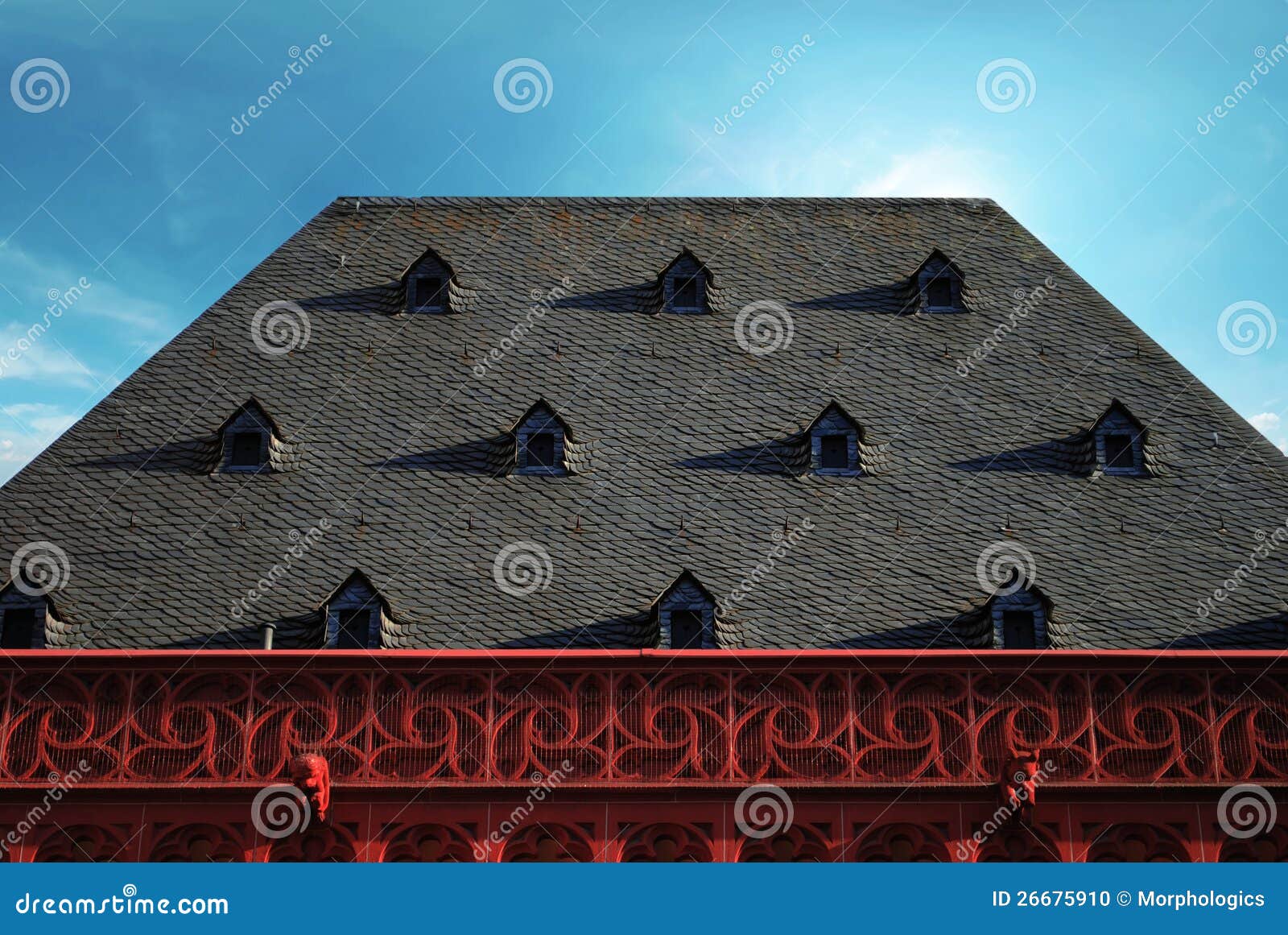 Old roof with dormers stock photo. Image of white, gray - 26675910