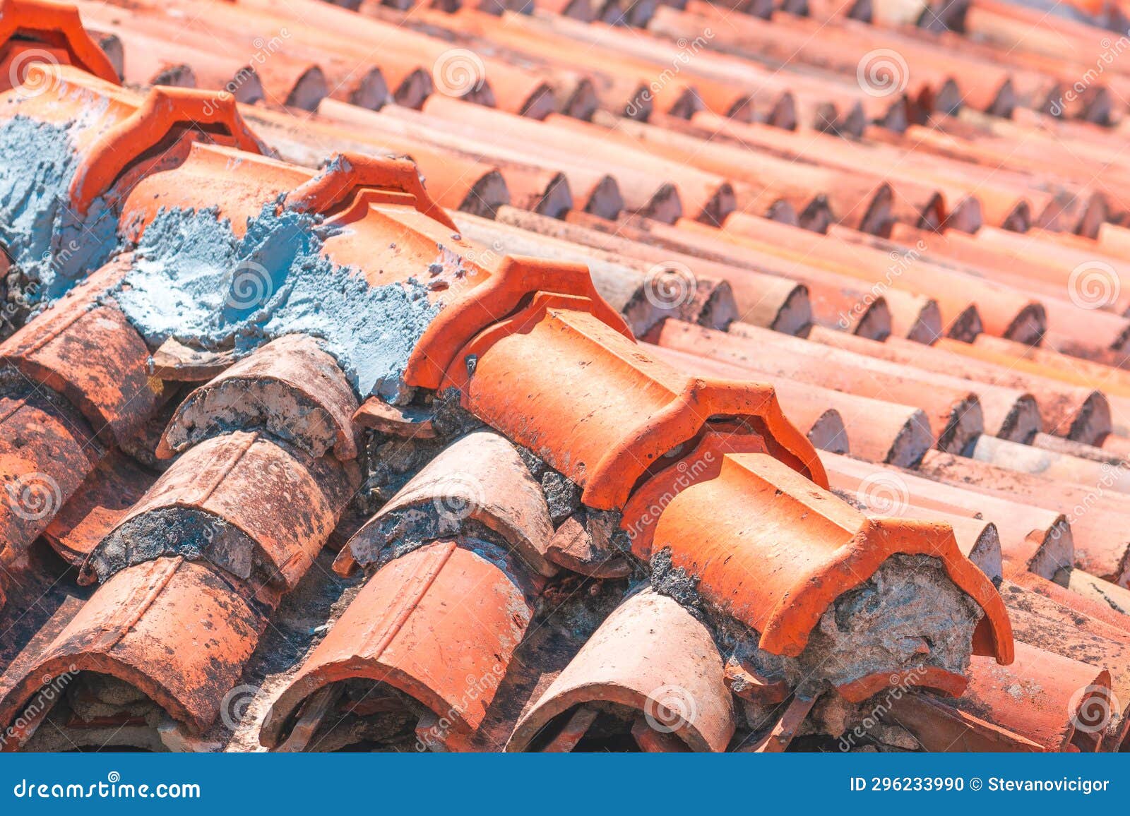 Old Roof Repairing, Rustic Architectural Pattern Stock Photo - Image of ...