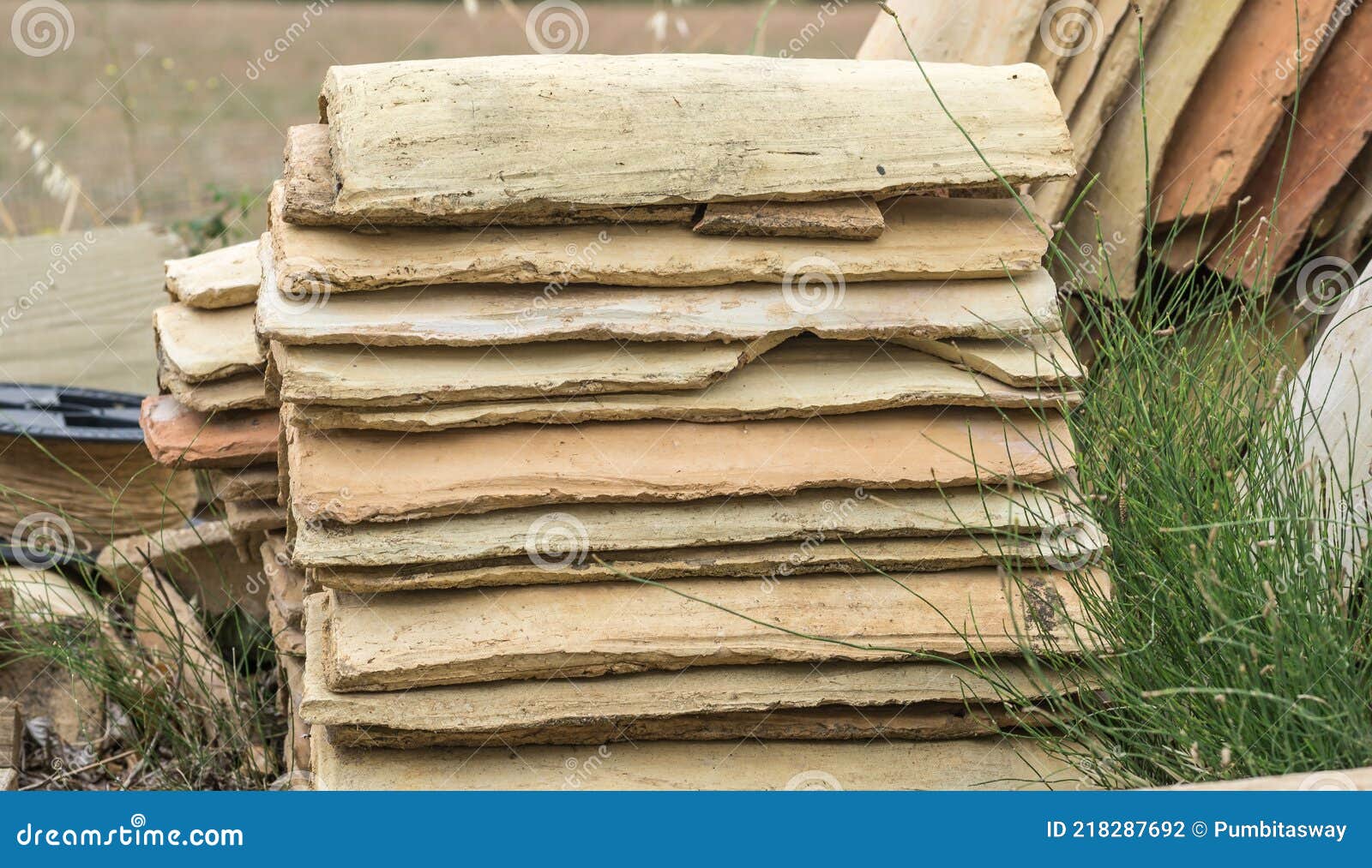 Old Roof Tiled Stacked Forming Pattern Stock Photo - Image of aged ...