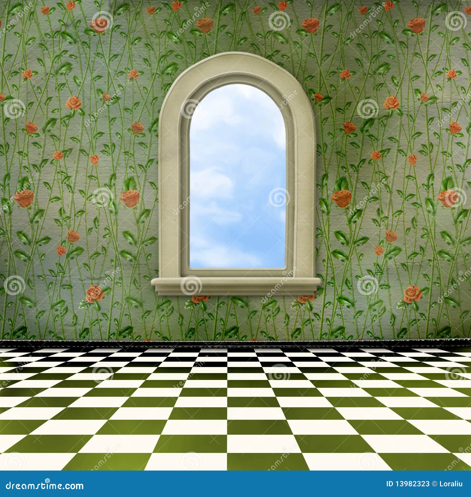 Old Room, Grunge Interior With Windows Royalty-Free Stock Photography ...