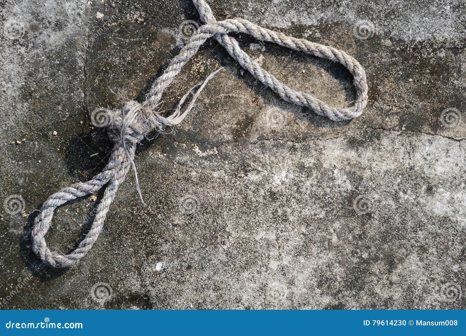 Old rope on cement floor stock photo. Image of concrete - 79614230