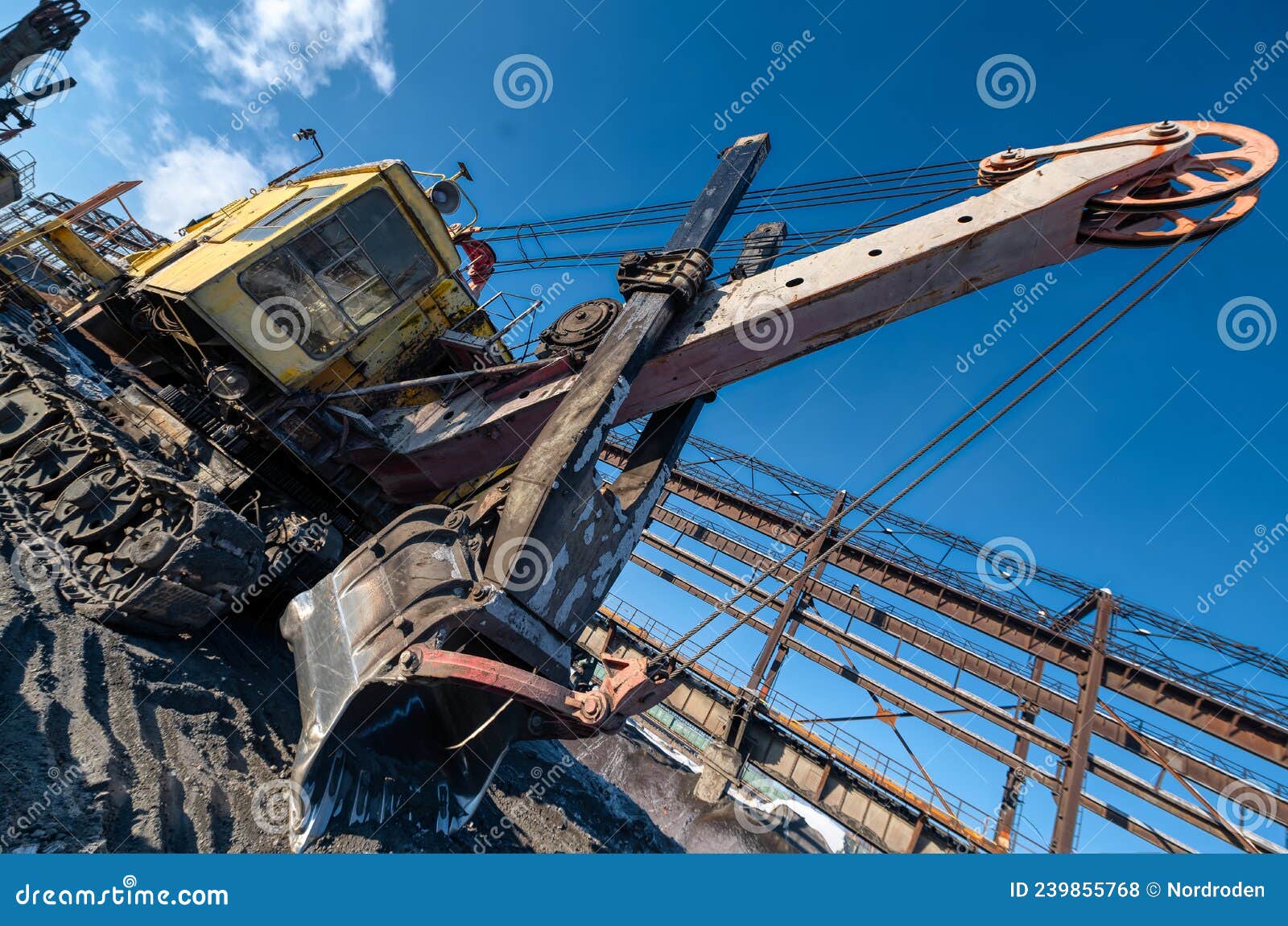 Old Rope Excavator Earthmoving Machine Stock Photo - Image of excavator ...
