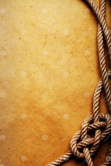 Old rope and knot on paper stock image. Image of rope - 5002025