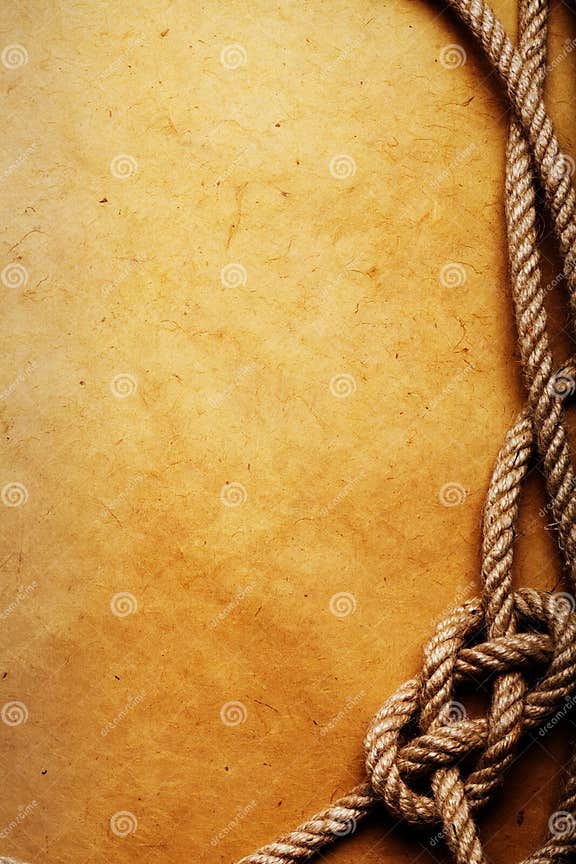 Old rope and knot on paper stock image. Image of rope - 5002025