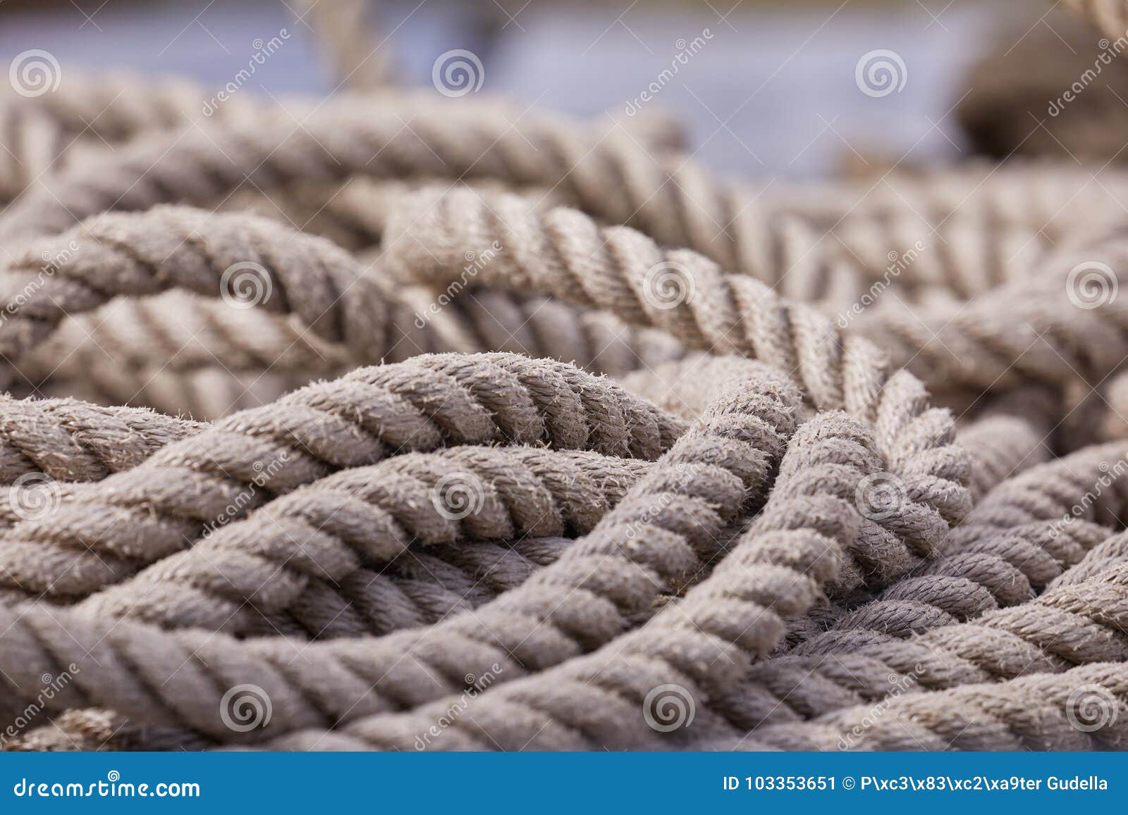 Rope in a pile stock image. Image of nautical, used - 103353651