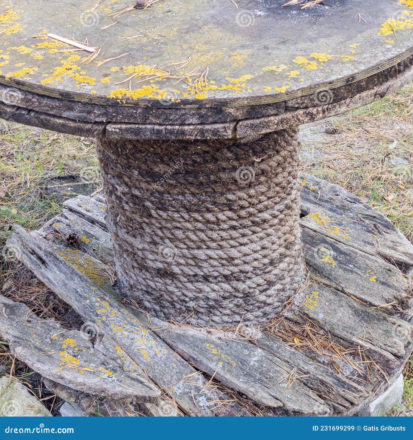 Old rope reel stock image. Image of ancient, grass, park - 231699299