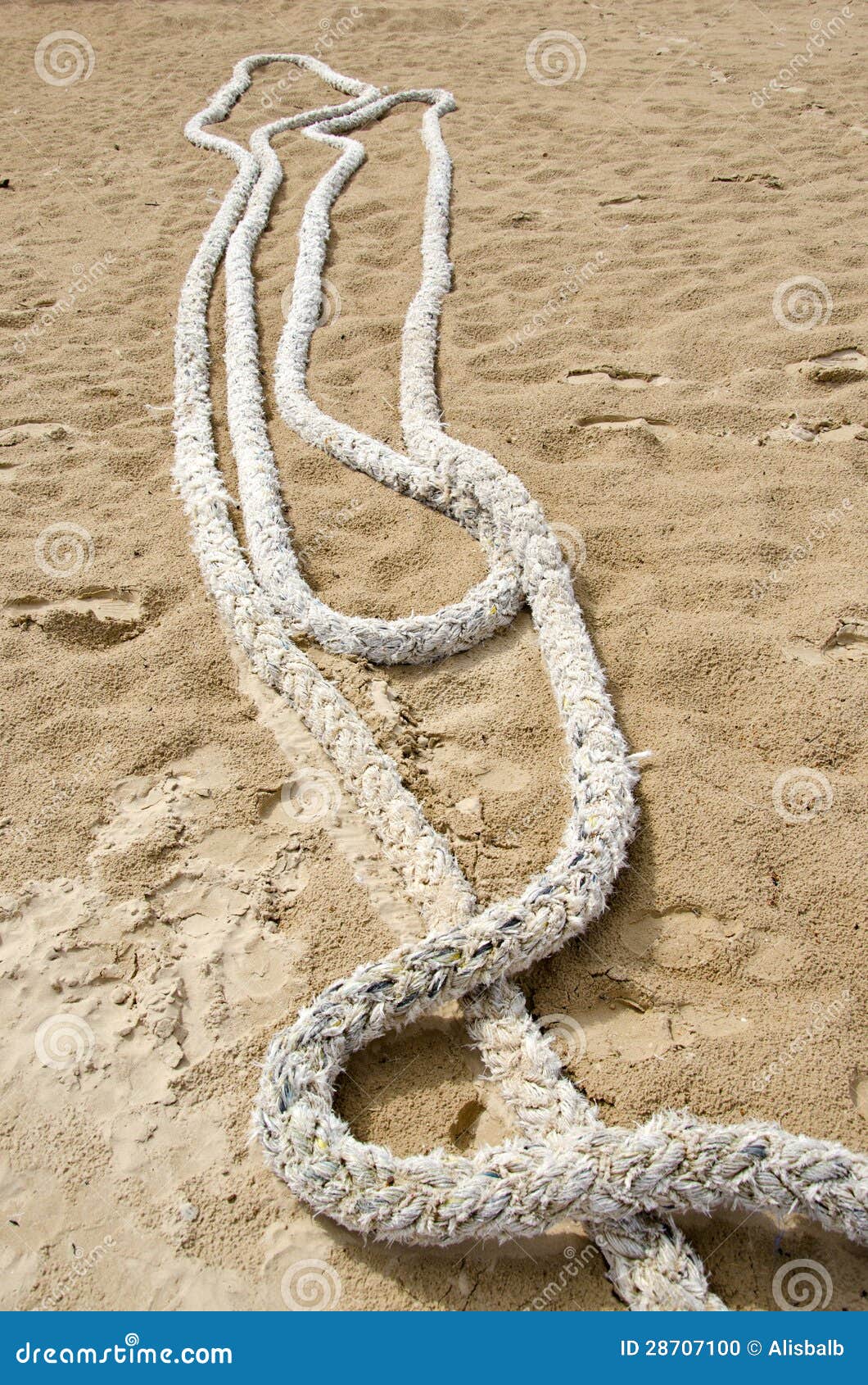 Old rope on sea beach sand stock photo. Image of vintage - 28707100