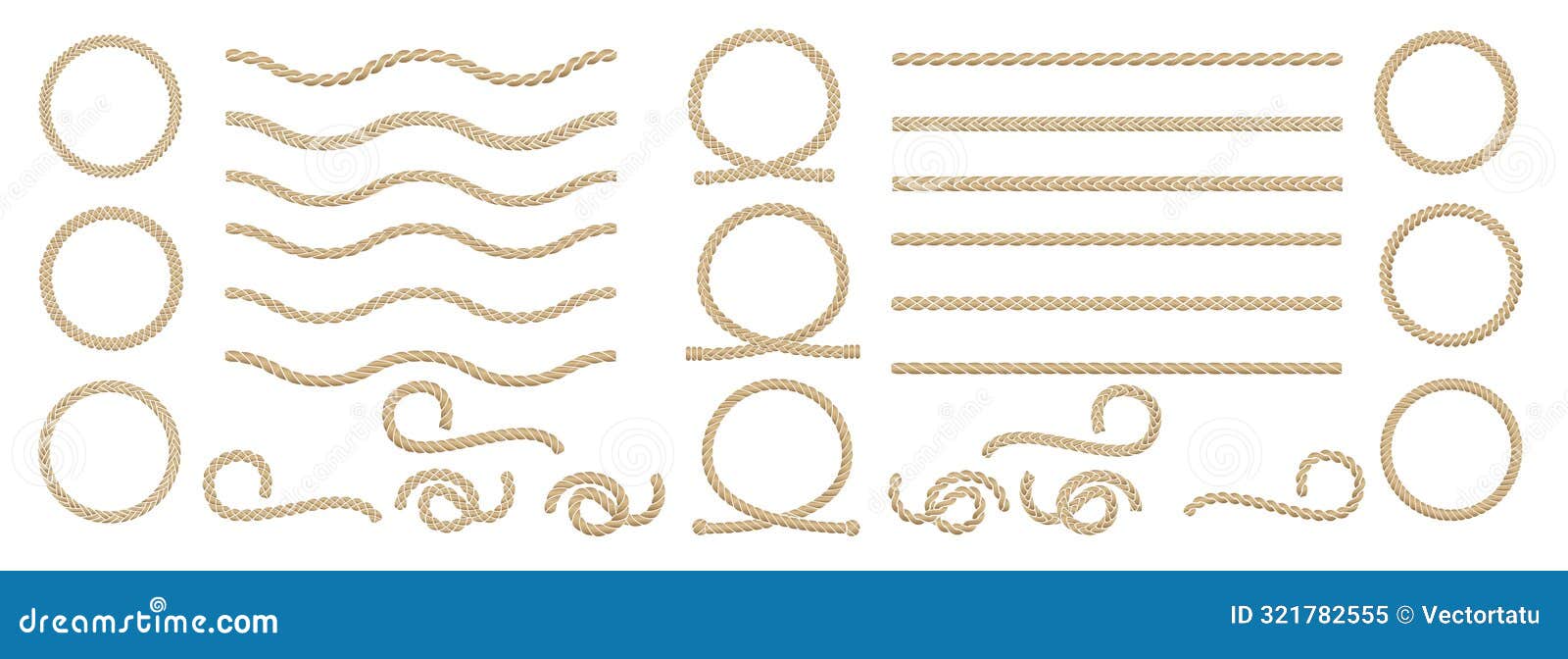 Old rope shapes set stock vector. Illustration of design - 321782555