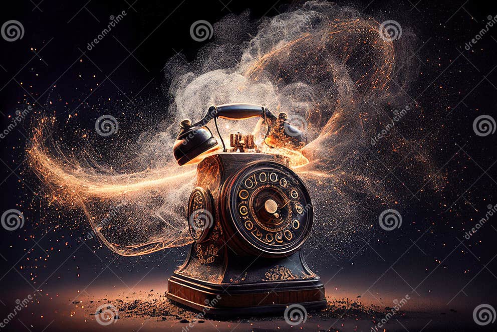 An Old Rotary Dial Phone Exploding with Sparks of Electricity ...