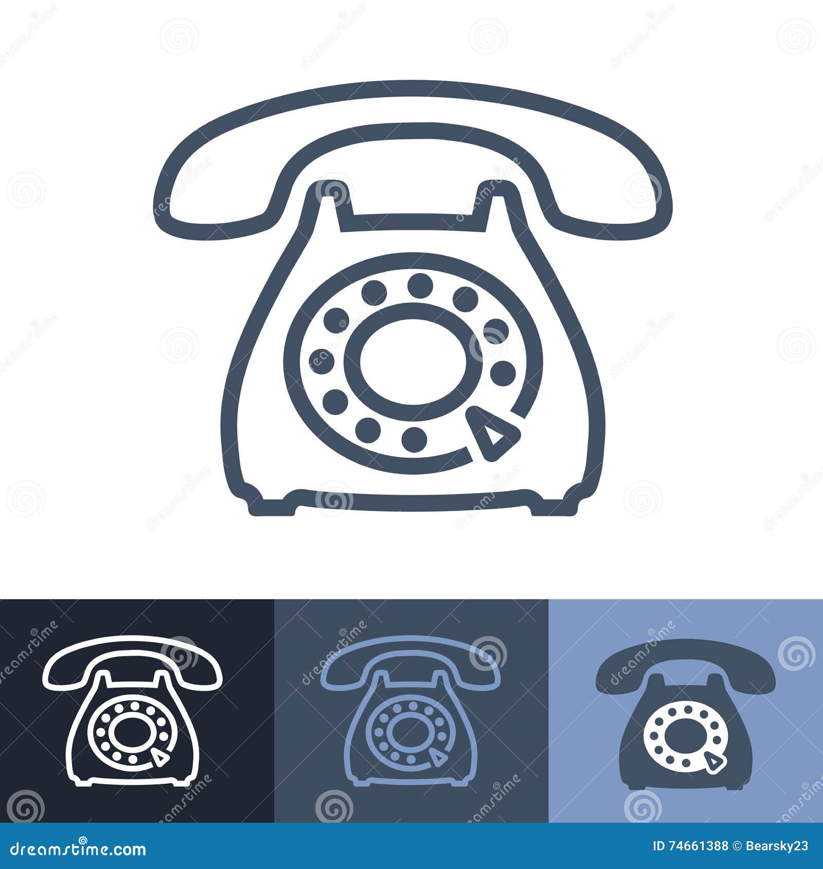 Old Rotary Phone Outline Icon Set Stock Vector - Illustration of ...