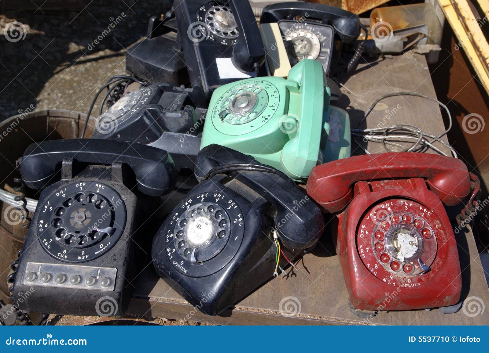 Old rotary phones. stock photo. Image of color, phone - 5537710