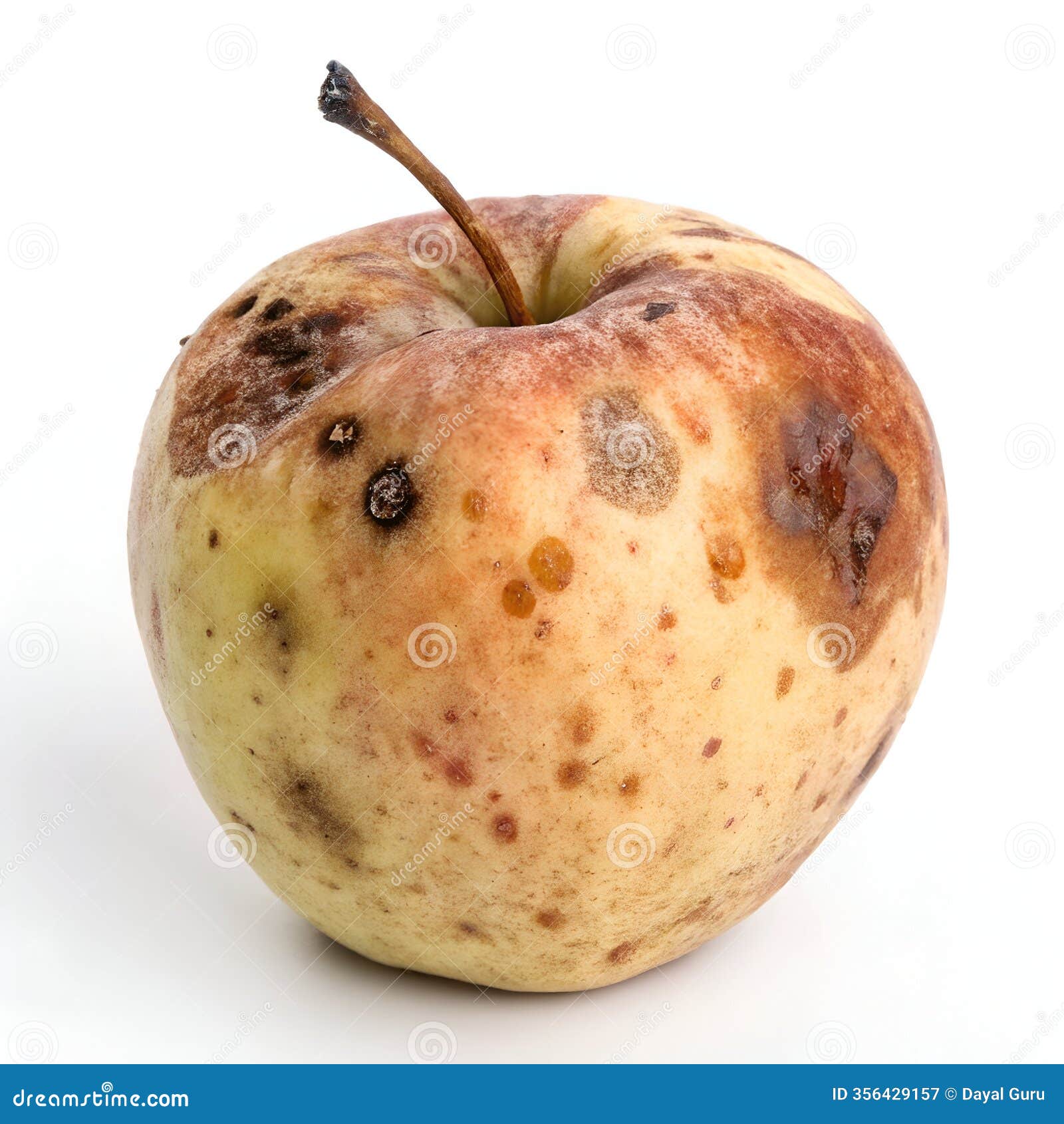 Rotten Red Apple Fruit With Leaf Cartoon Drawing Simple Design ...