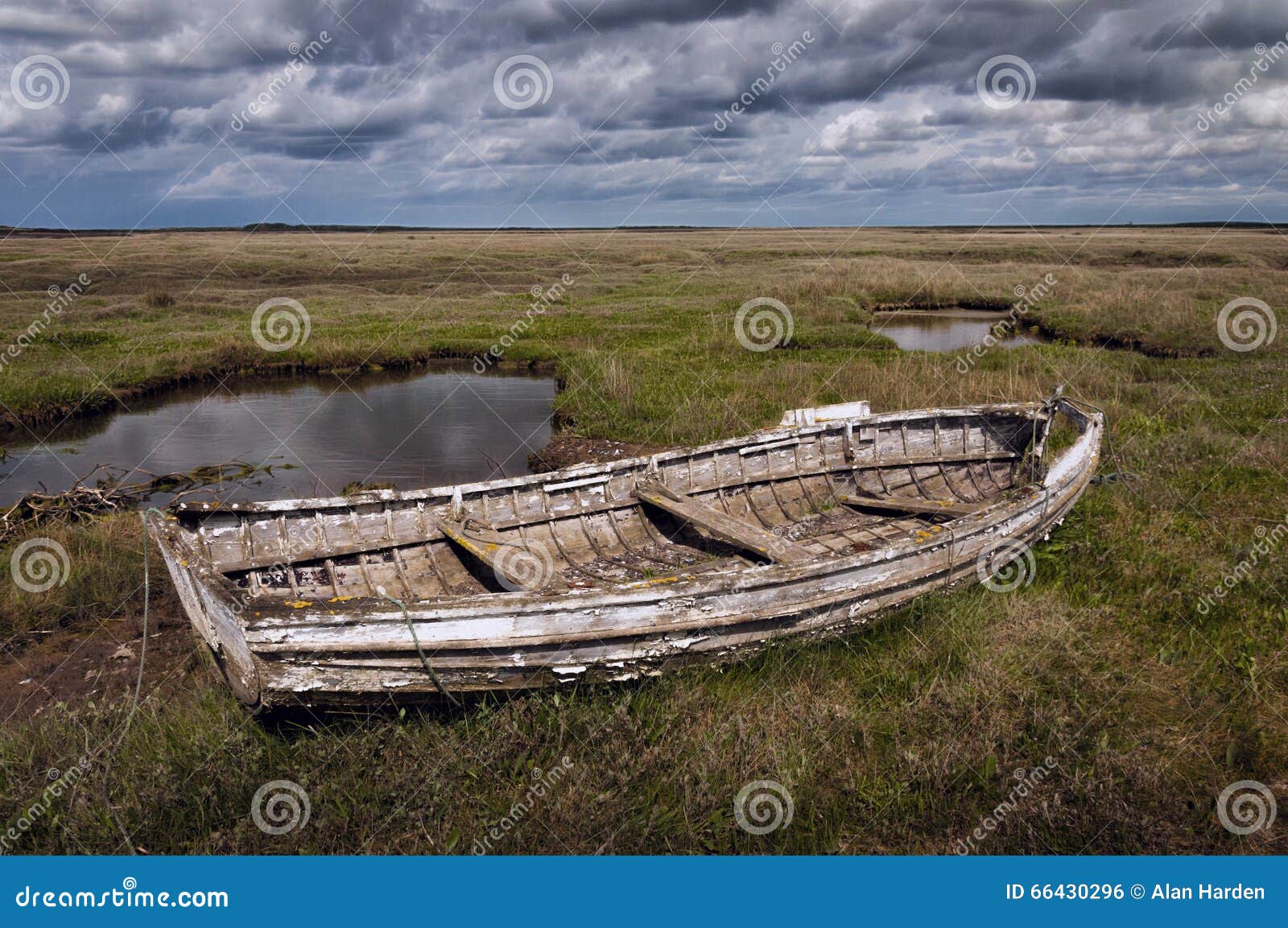 Old Rotting Wooden Stranded Rowing Boat Stock Photo - Image of rowing ...