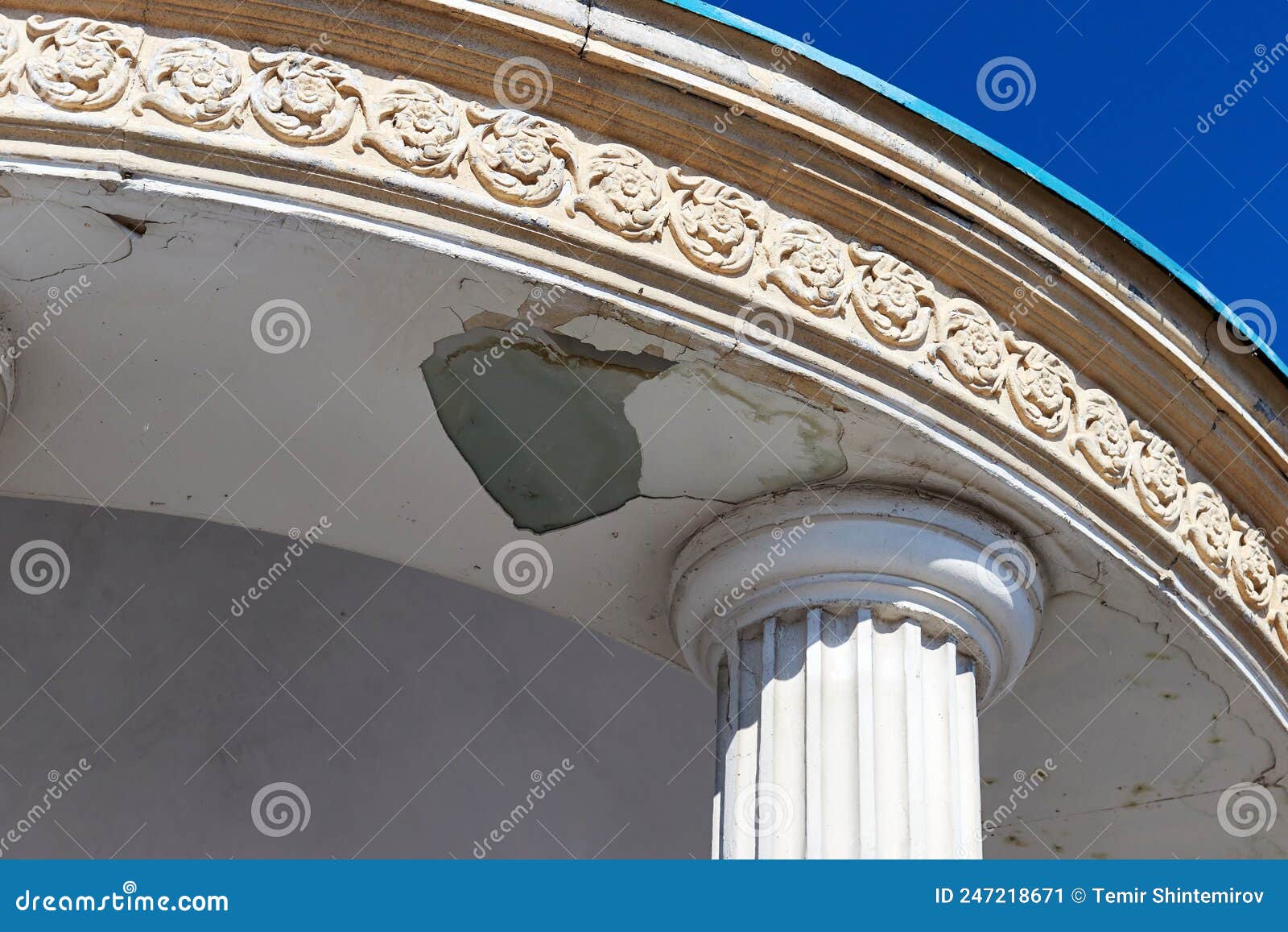 Old Rotunda with a Column and Decorative Stucco, and with Fallen ...