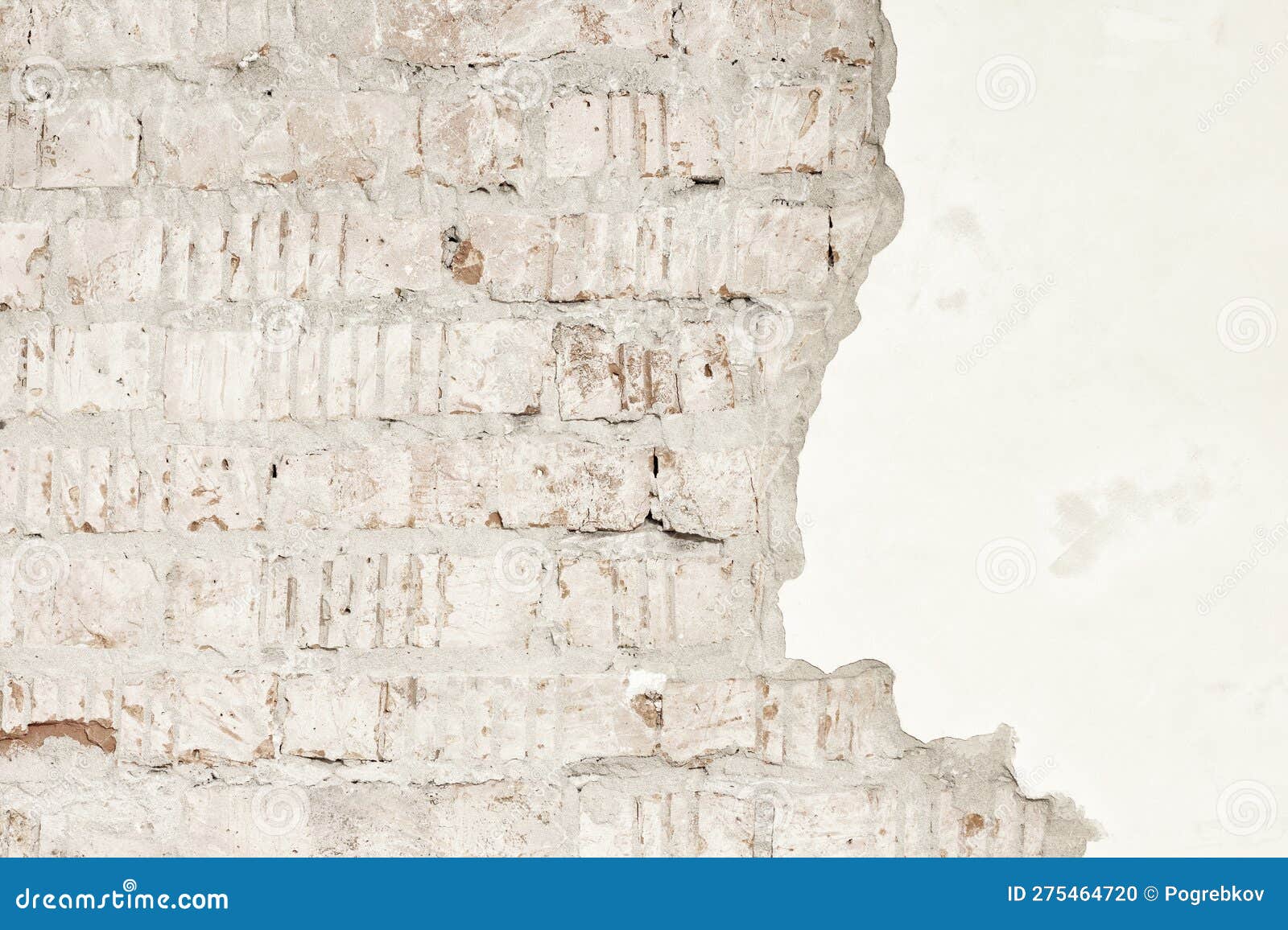 Old Rough Brick Wall with Broken Plaster. Aged Shabby Brickwork Texture ...