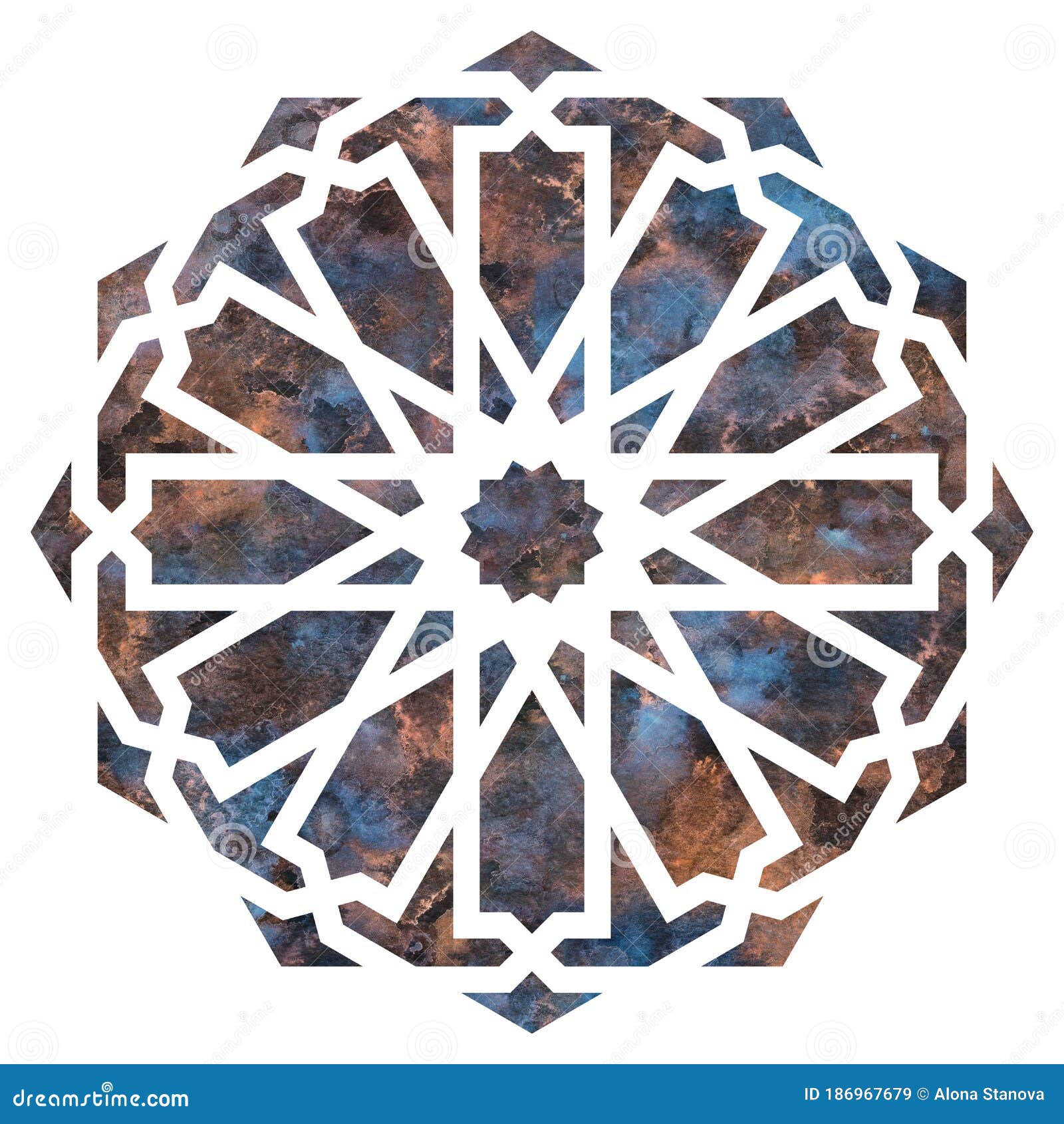 Old Round Arabesque Isolated on White Background. Geometric Arabesque ...