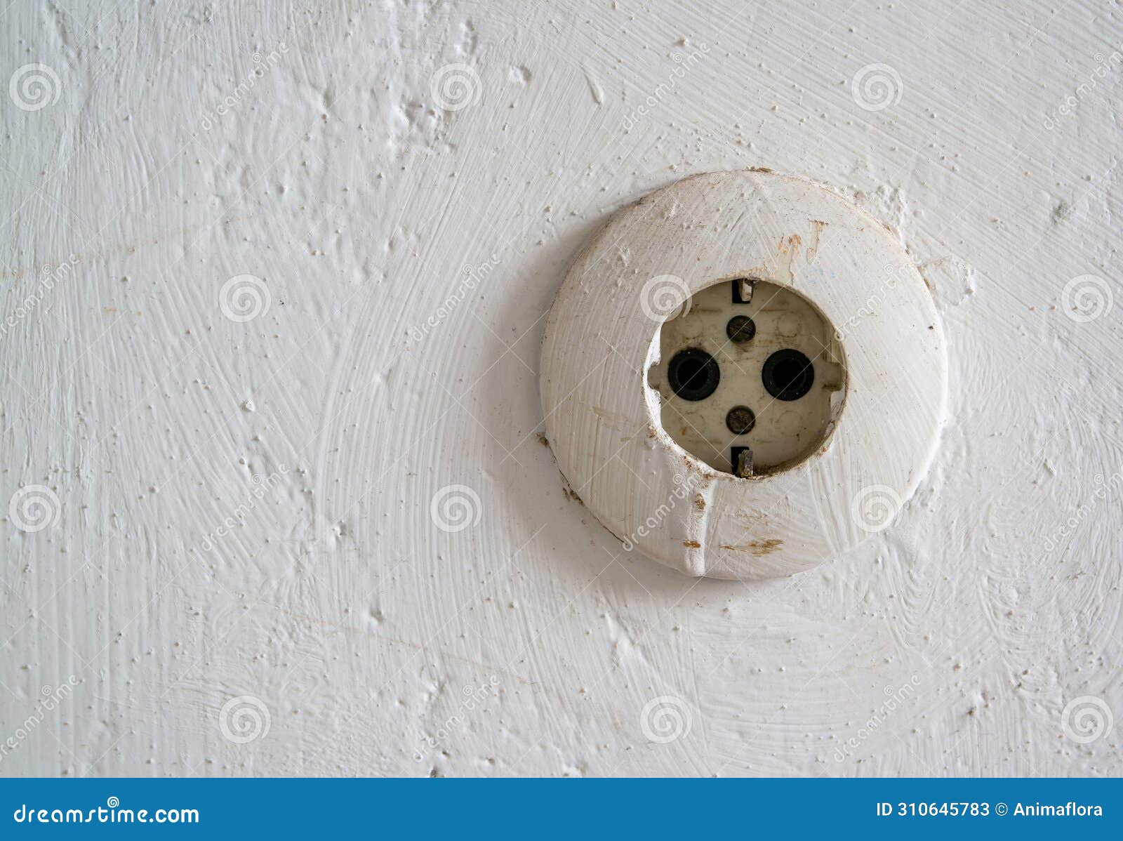 Old Round Electrical Outlet on a Wall Stock Image - Image of antique ...