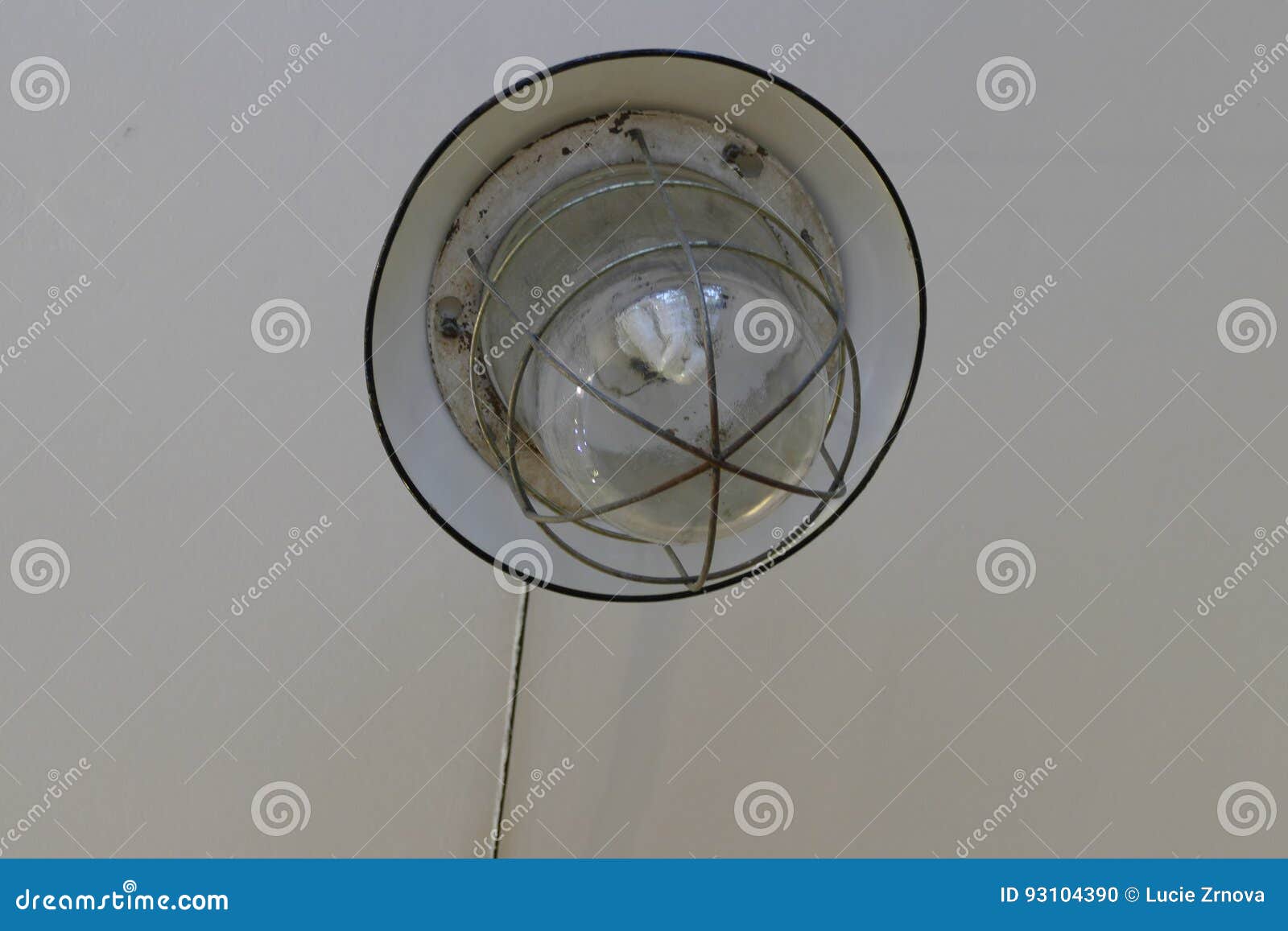 Old Round Industrial Light on a Ceiling Stock Photo - Image of classic ...