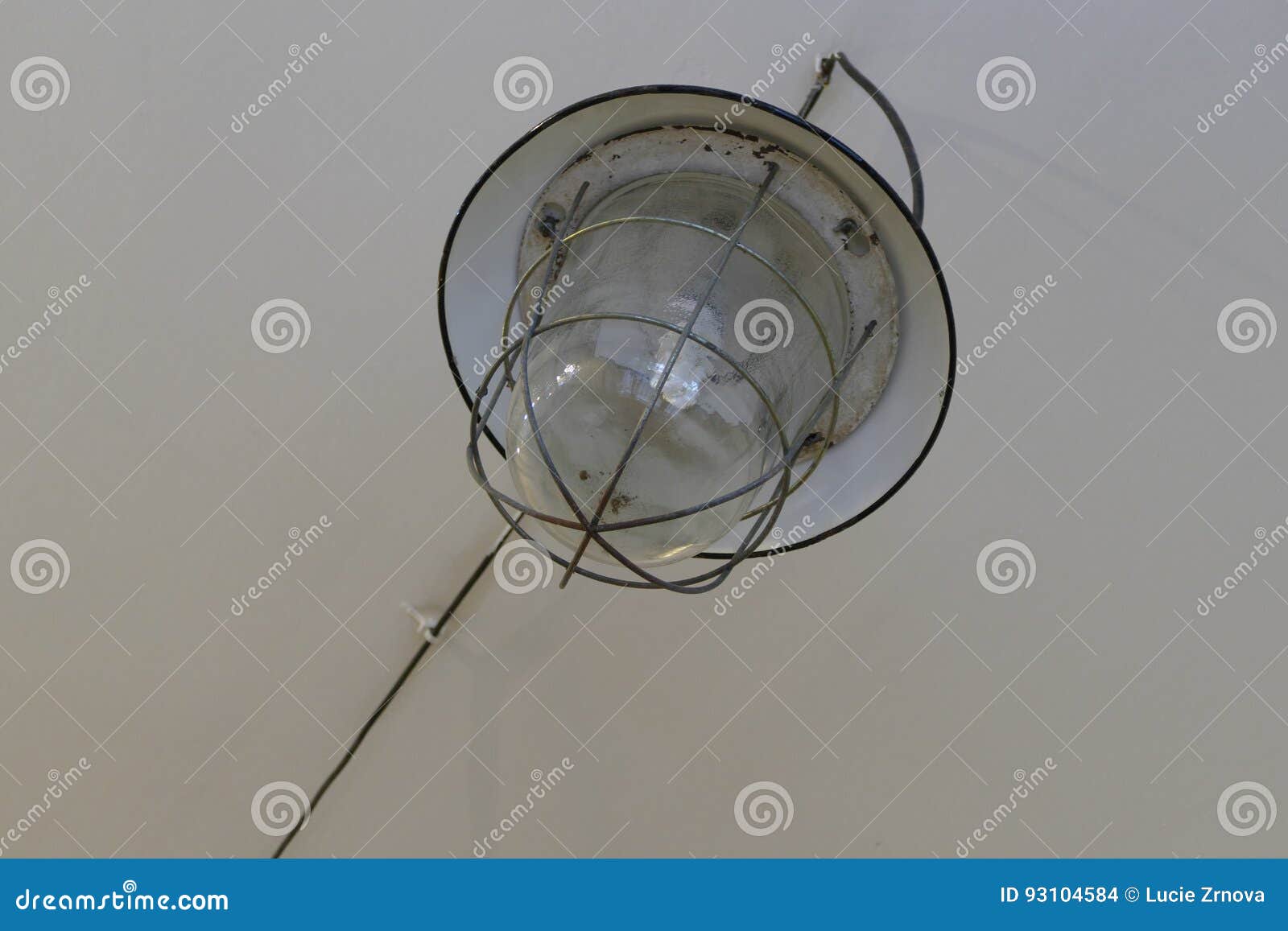 Old Round Industrial Light on a Ceiling Stock Photo - Image of lantern ...