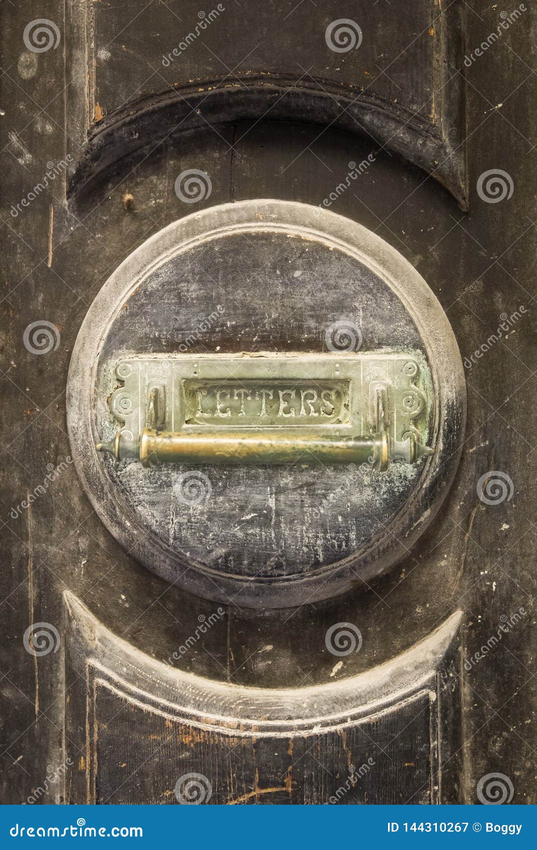 Old Round Letterbox on the House Front Door Stock Image - Image of ...
