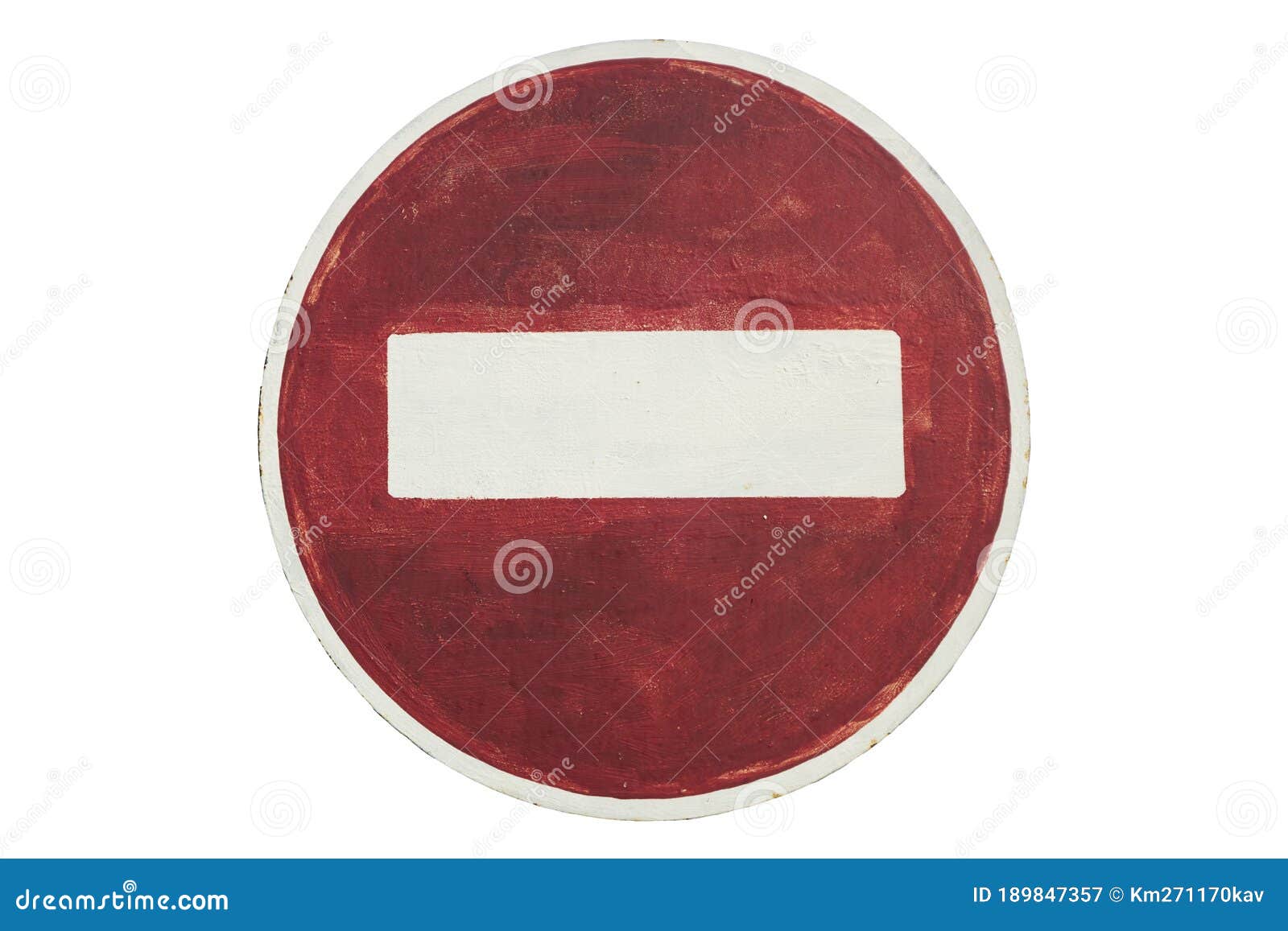 Old Round Road Sign `No Entry` Isolated on White Stock Image - Image of ...