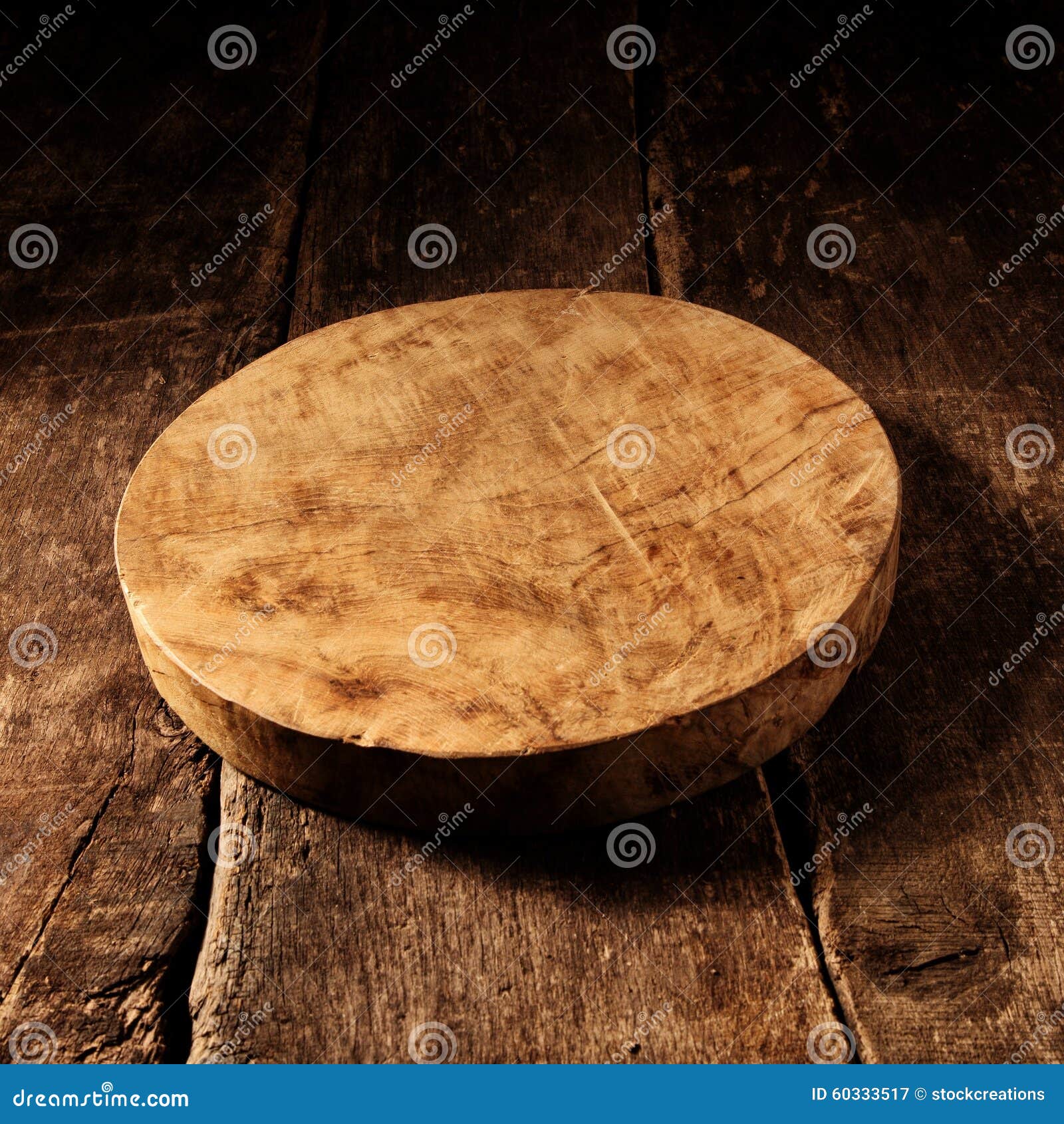 Old Round Rustic Wooden Cheese Board Stock Image - Image of kitchen ...