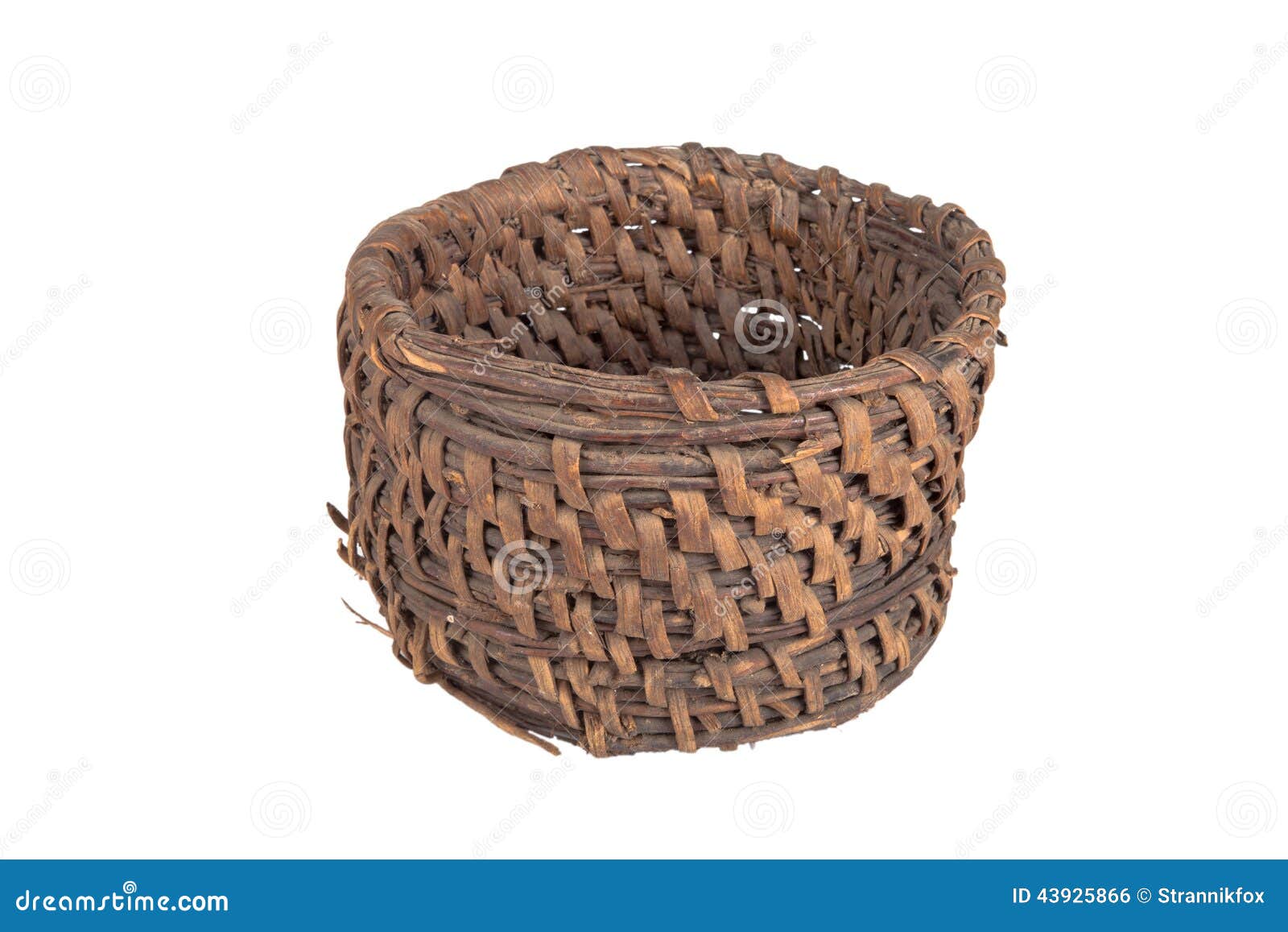 Old Round Wicker Willow Basket Isolated on White Background Stock Photo ...