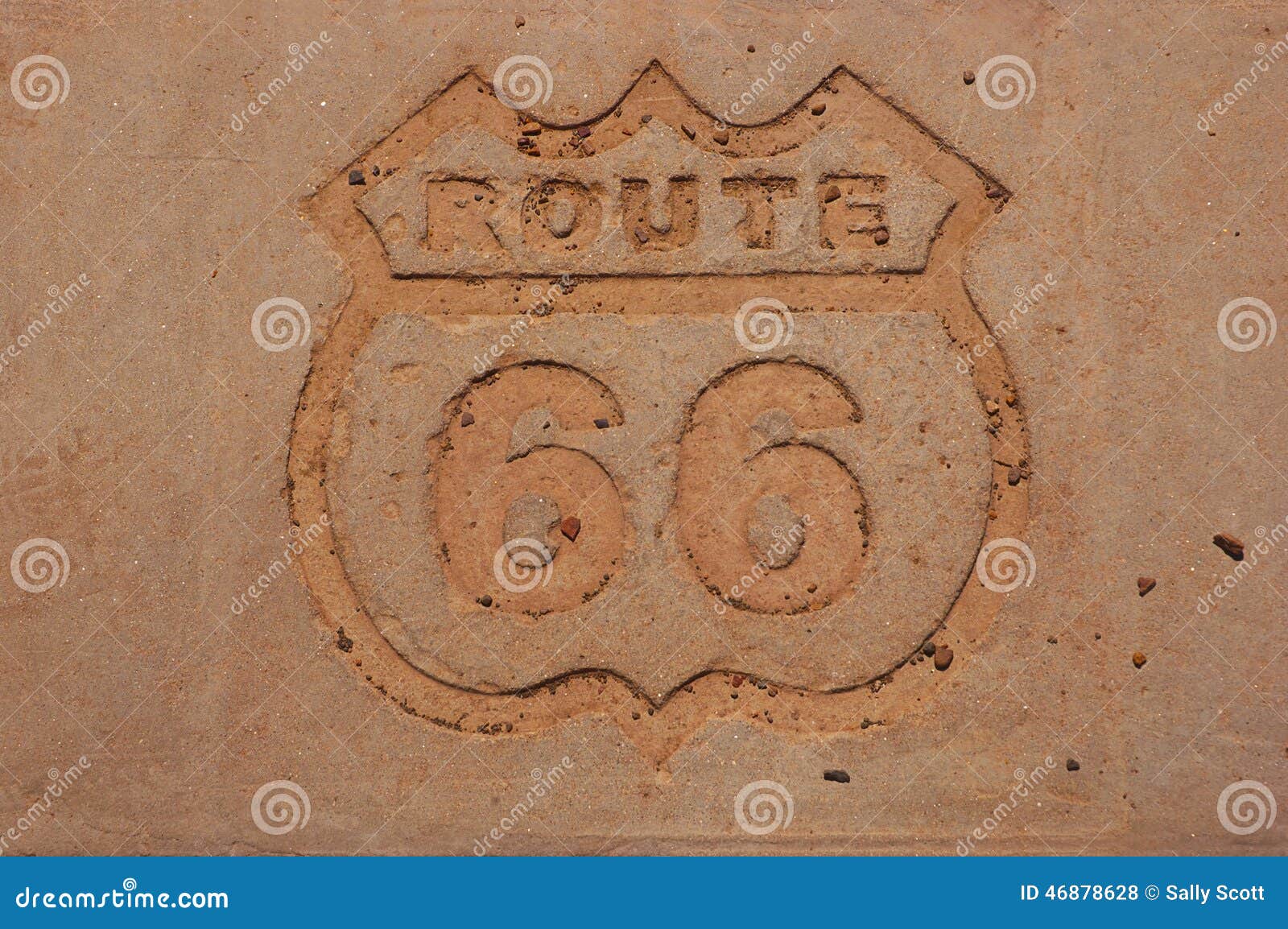 Old Route 66 Sign in Concrete Stock Photo - Image of travel, historic ...