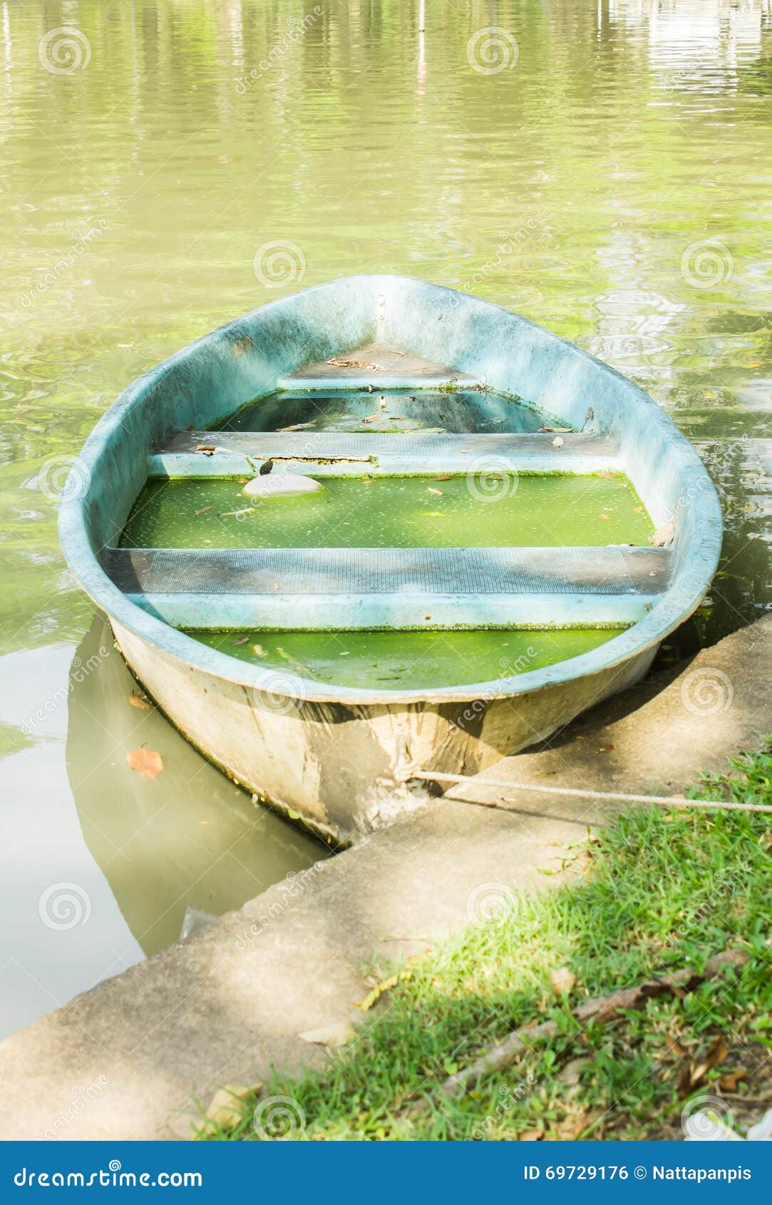 Old Rowboat in Canal, Plastic Rowboat Stock Photo - Image of canal ...