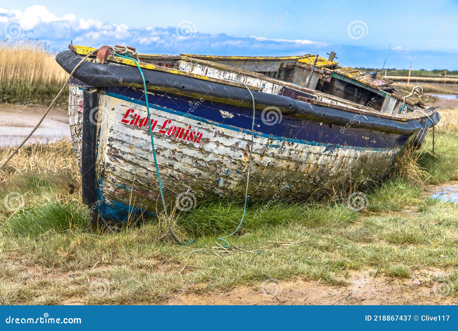 Old Rowing Boat with Flaking Paint Stock Image - Image of coastal ...
